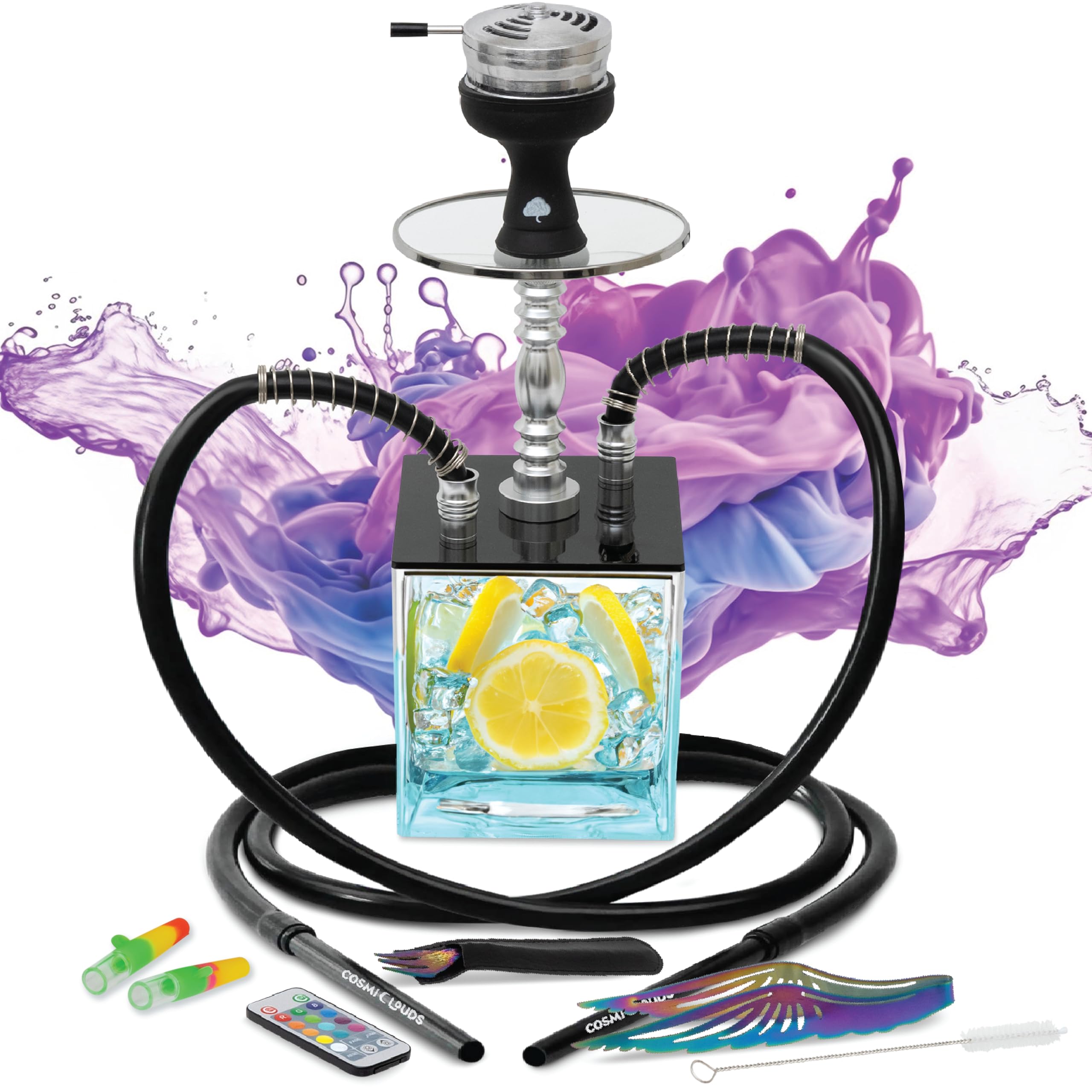 Amazon.com: Cosmic Clouds Clear Hookah Set with Everything - Acrylic ...