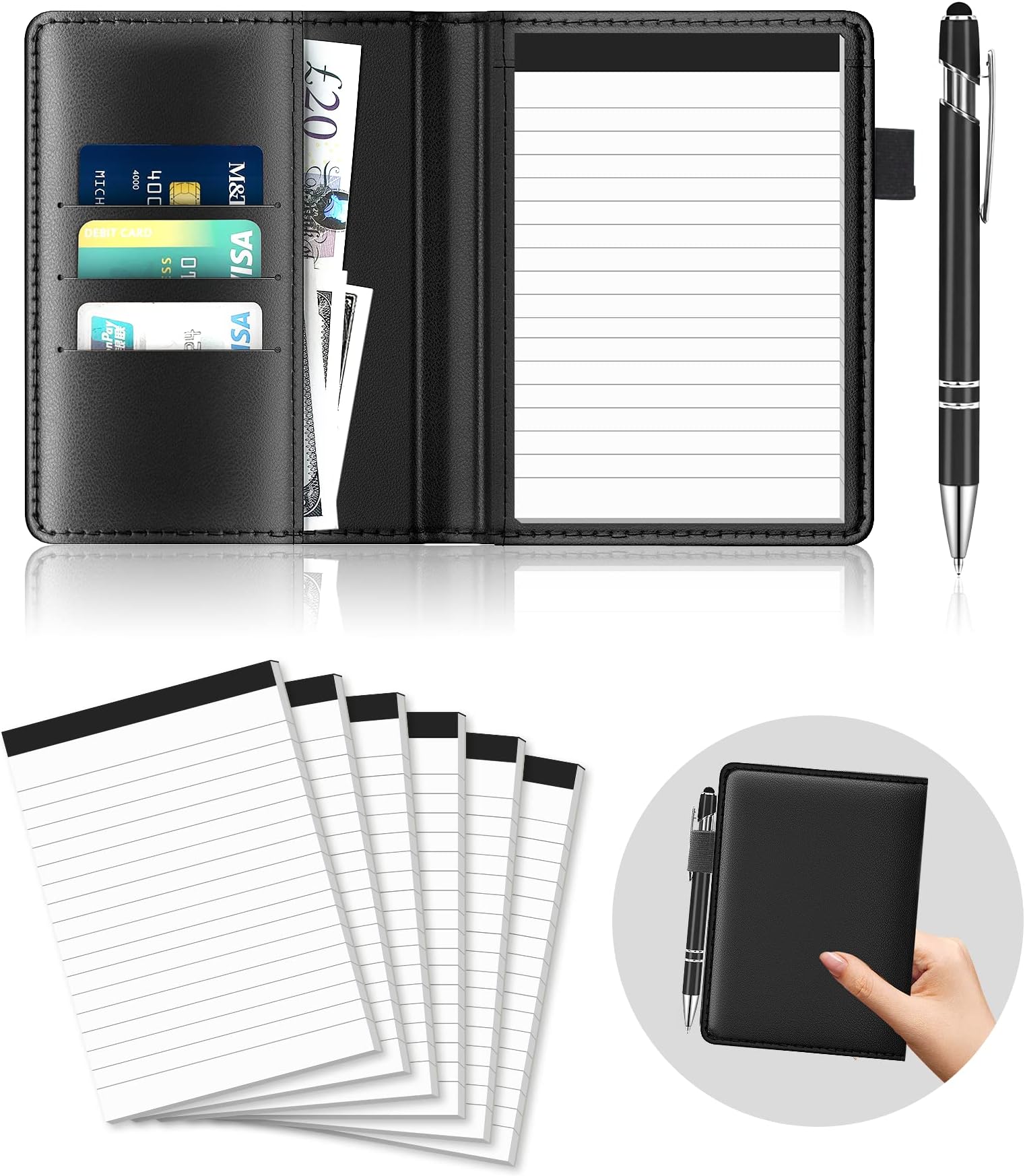 Meetory 11 Pcs Small Pocket Notebook Mini Notepad Set, Included A7 Pu ...