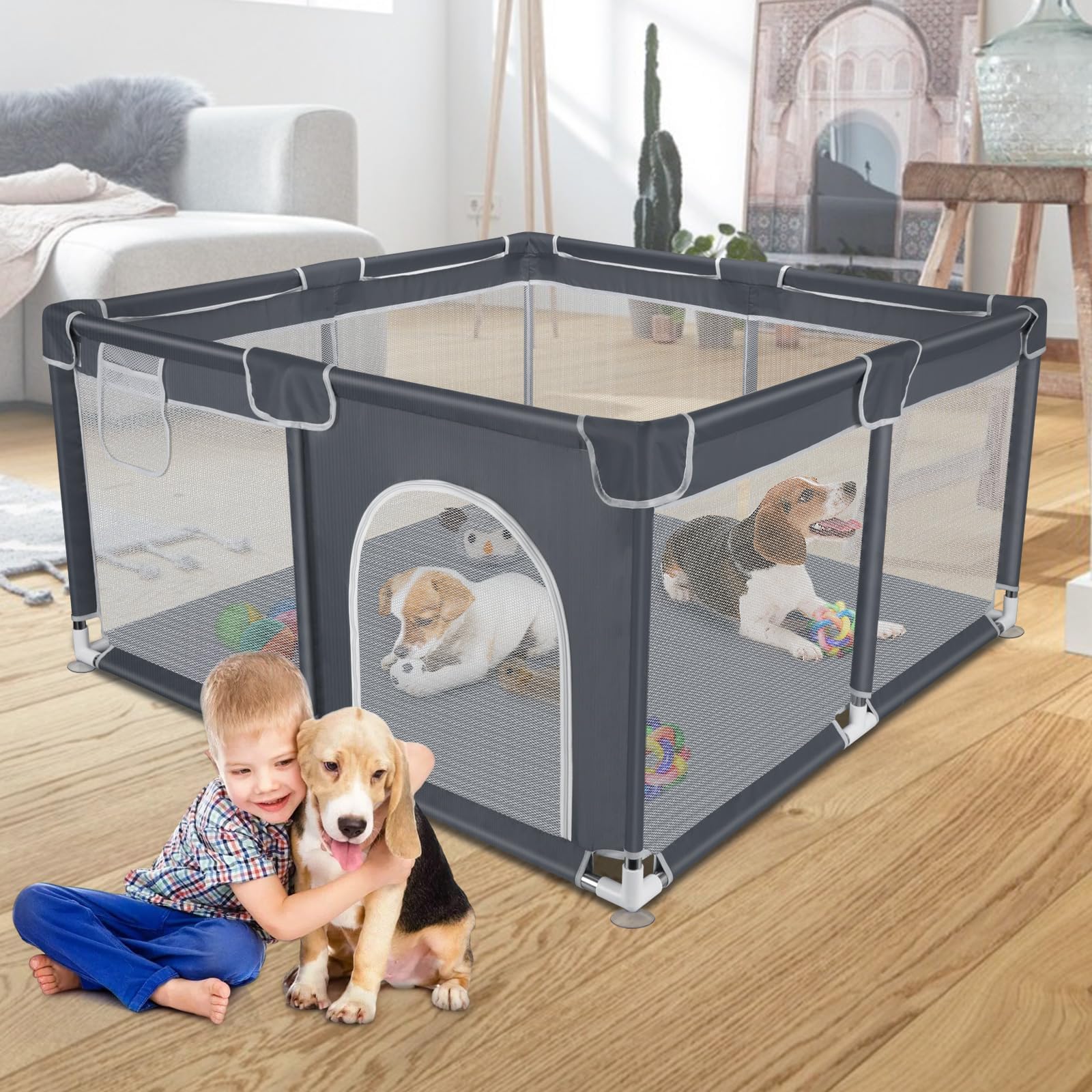 Amazon.com : Rundik Pet Puppy Dog Playpen, Small Dog Play Pen Indoors ...