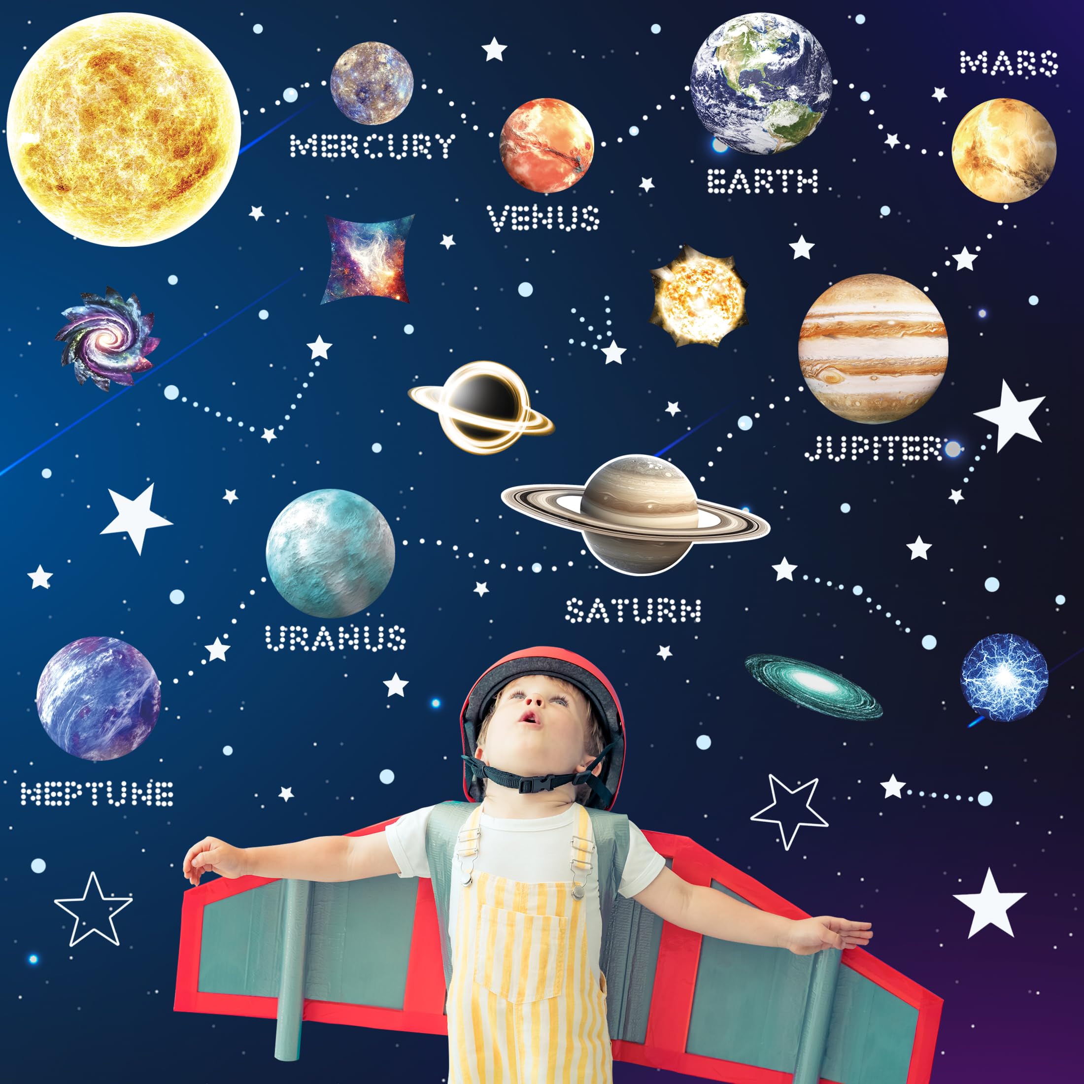 Solar System Ceiling Stickers Glow In Dark Stars And Planets, Bright