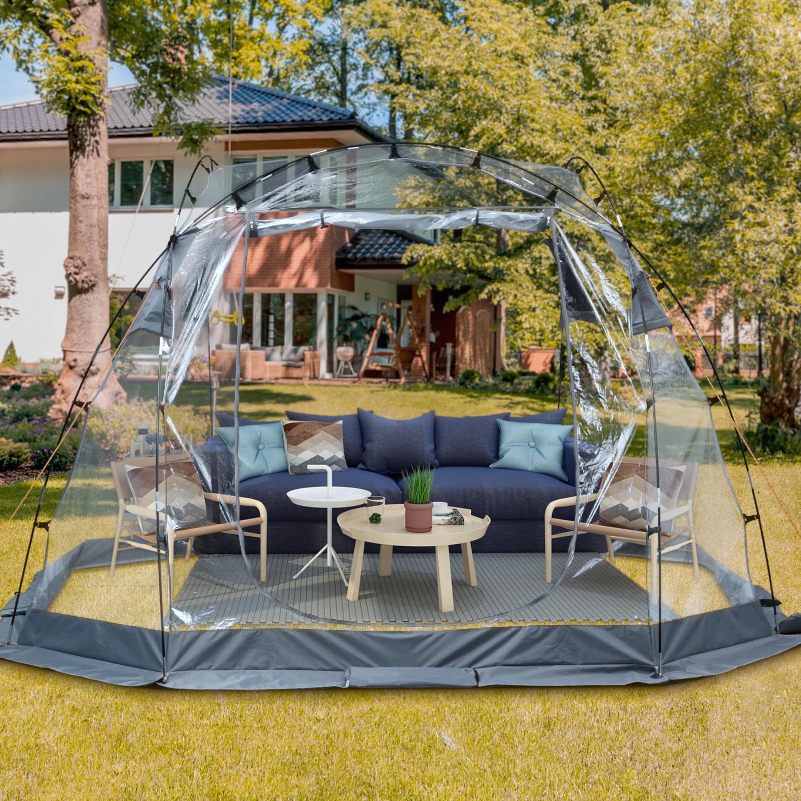 RUNBOW Outdoor Bubble Tent, 10' x 10' Portable Transparent Tent 4-6 ...