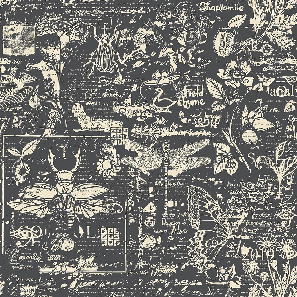 HEISIG 18"x236" Vintage Blue/Beige Insects Roses Peel and Stick ...