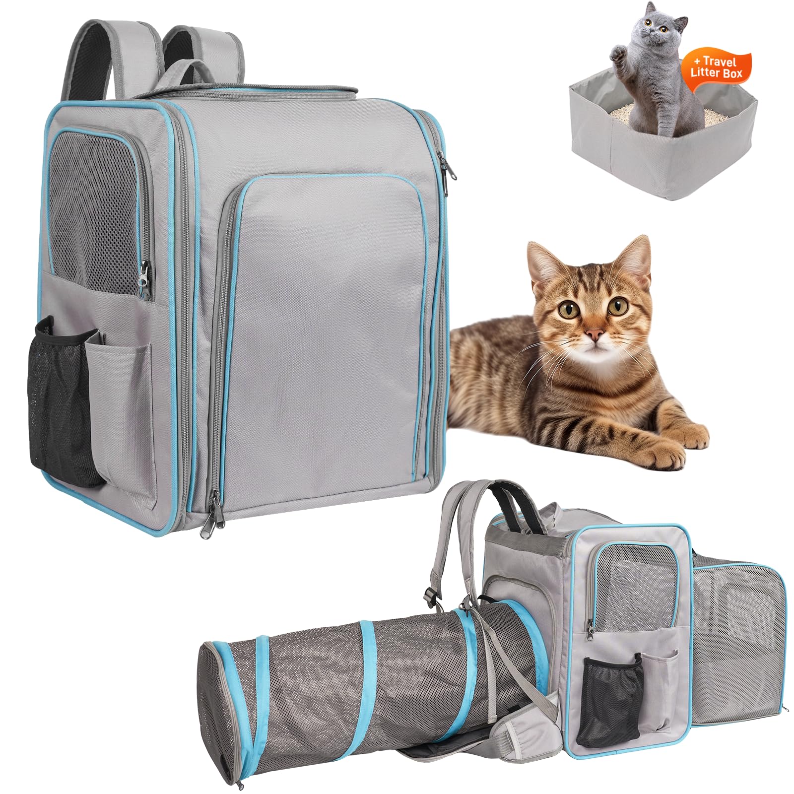 Amazon.com : Cat Carrier Backpacks, A.FATI Cat Carrier with Litter Box ...