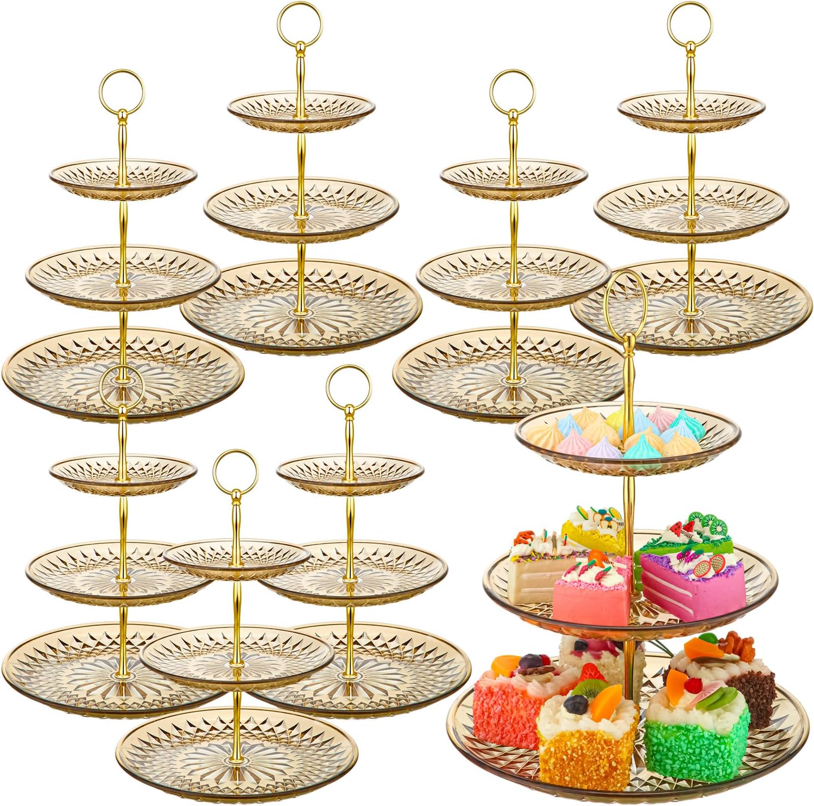 Amazon.com | Patelai 8 Packs 3 Tier Crystal Acrylic Clear Cake Stand ...