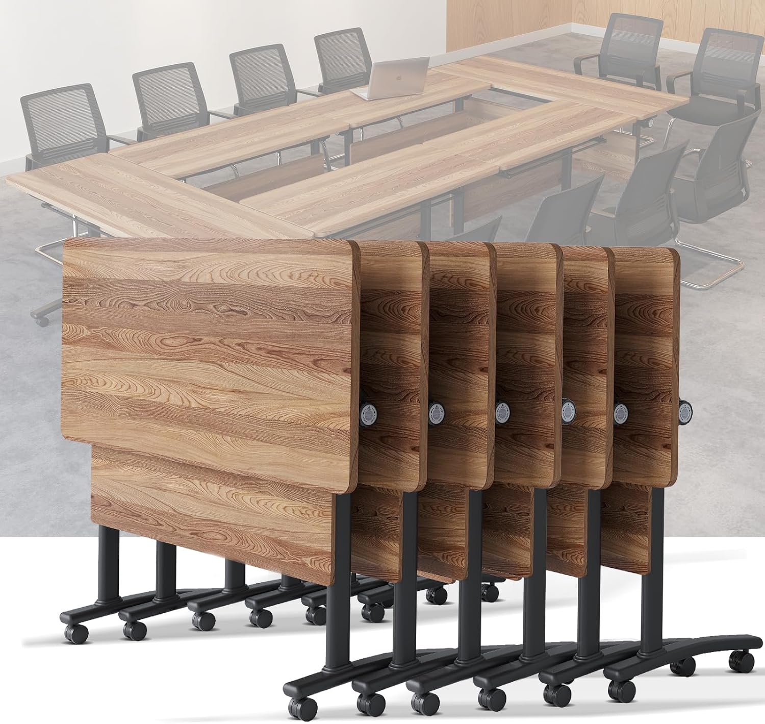 Amazon.com: 6 Pack Conference Table for 2-10 Person, 55.1Inch Folding ...