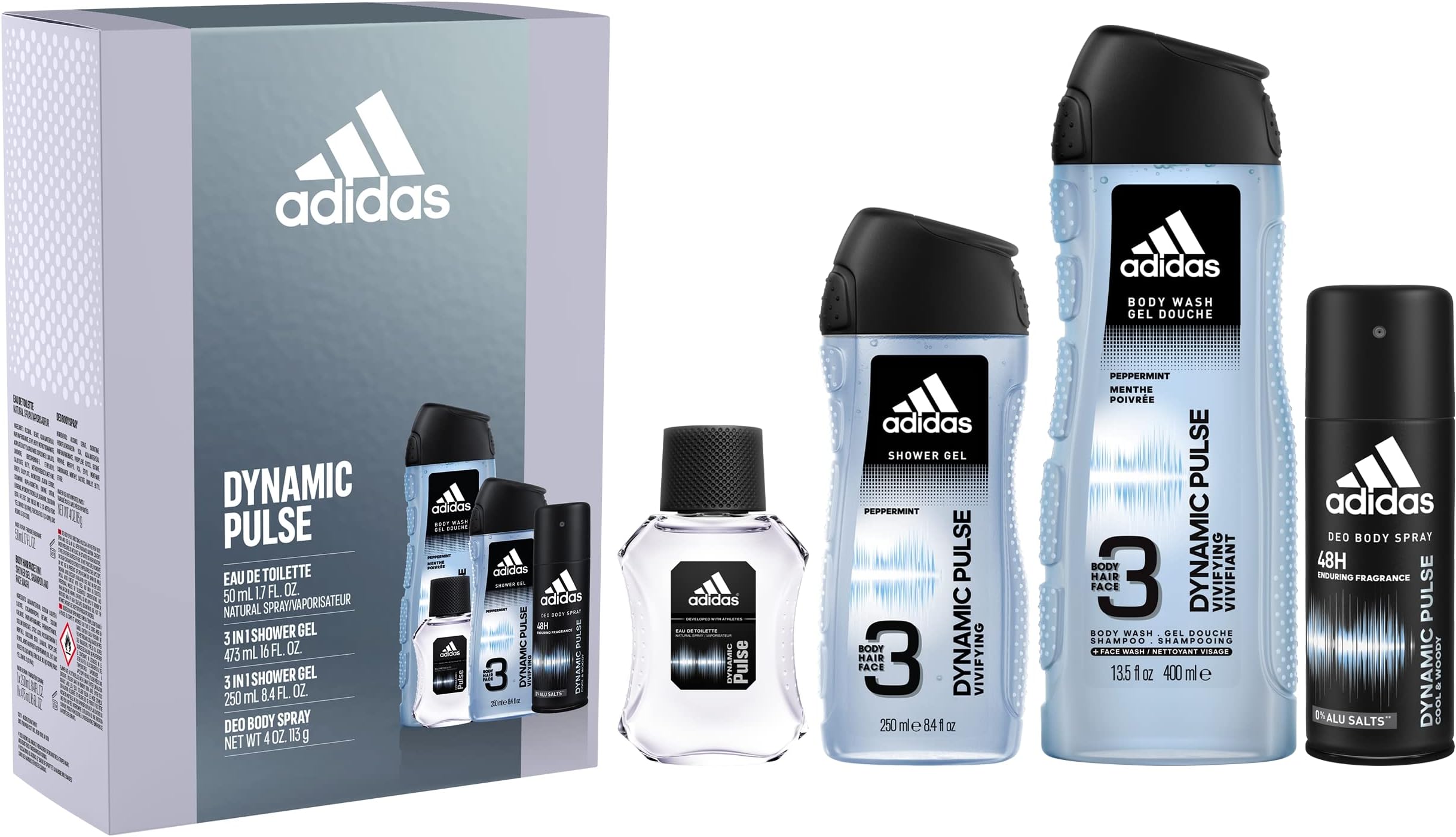 Amazon.com : Adidas Dynamic Pulse 4 piece Gift Set for Men - 1.7 oz Eau ...