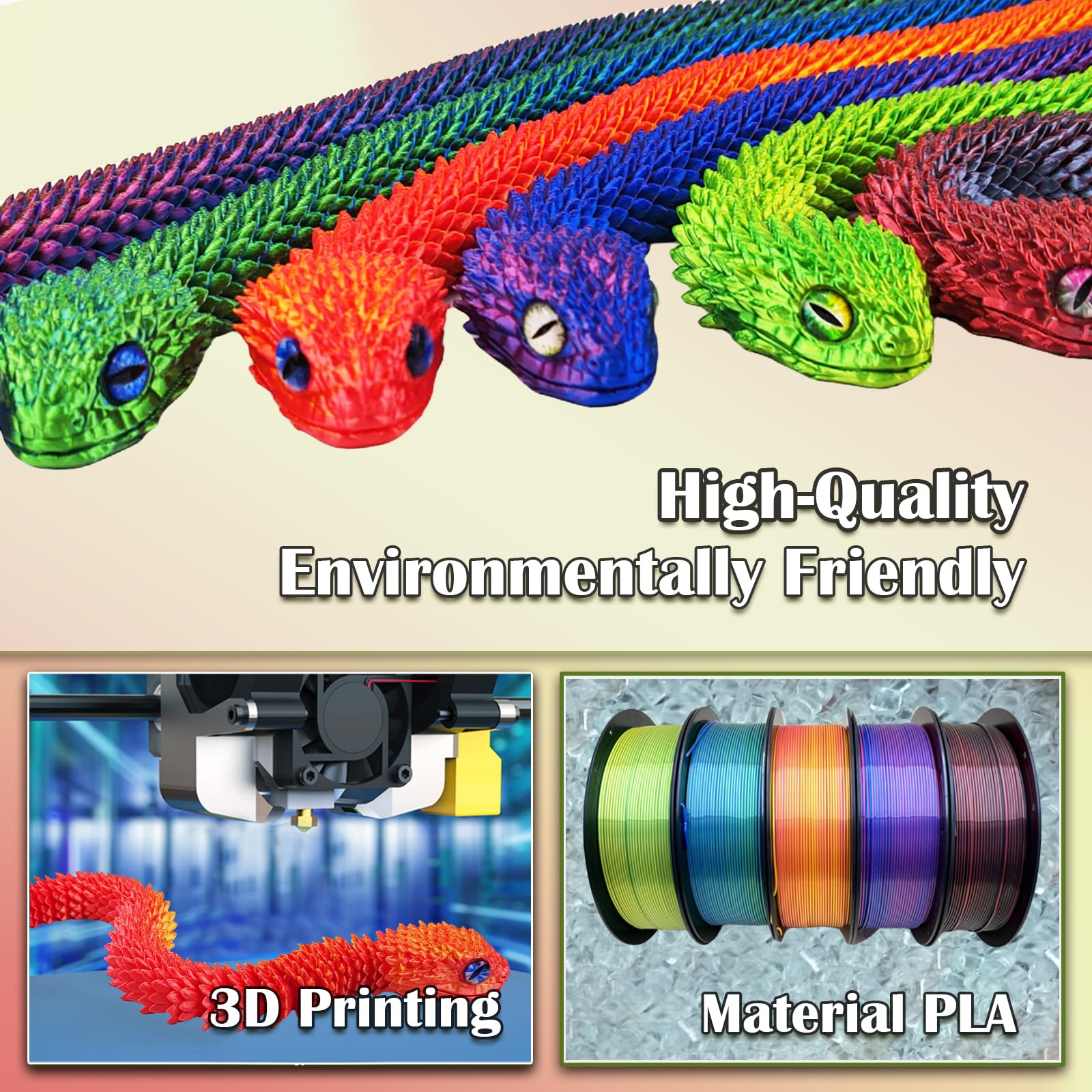 Articulated Snake Toy 3D Printed Snake Fidget Toy - 24 Inch Articulated ...