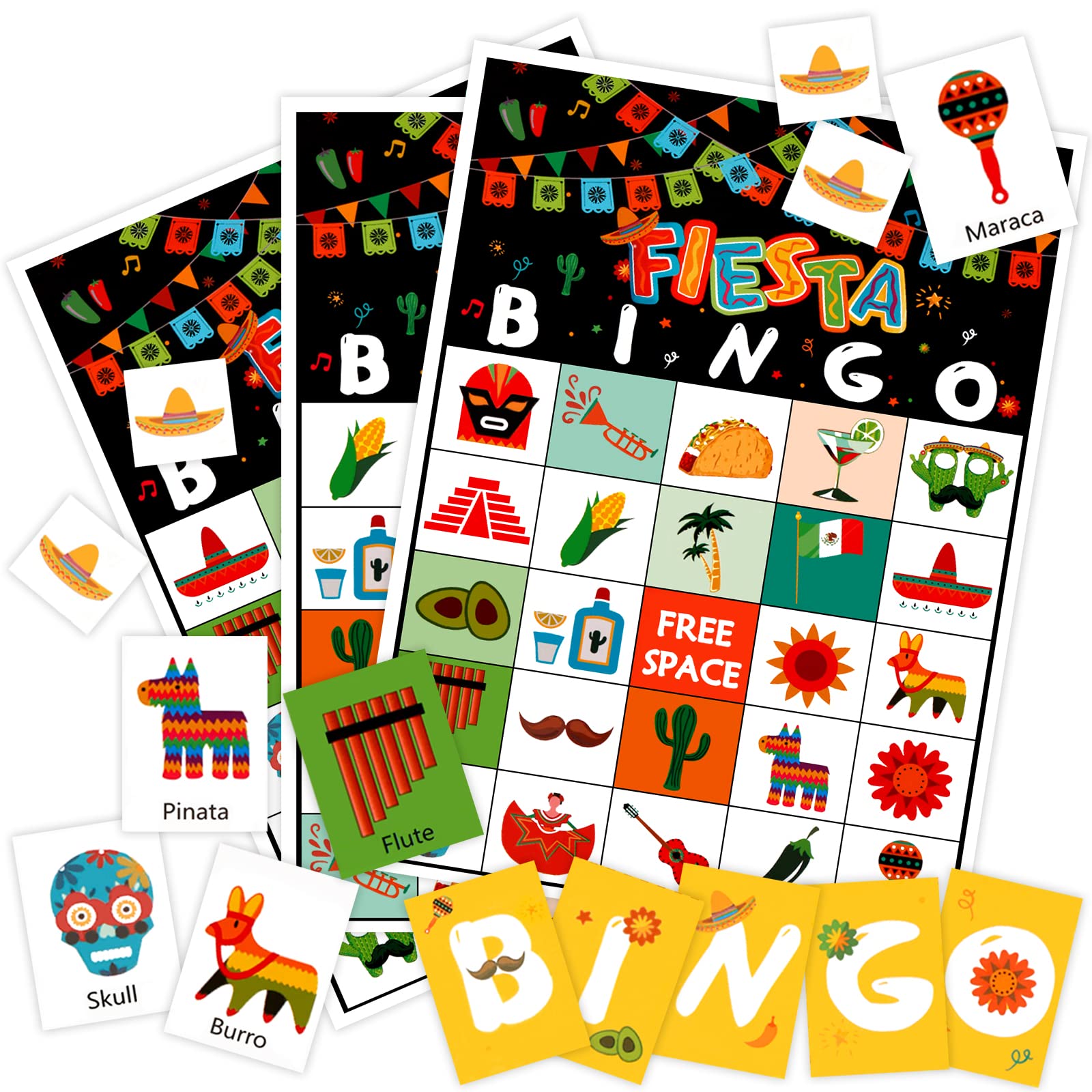 Fiesta Bingo, Mexican Bingo, Fiesta Game, Fiesta Bingo Cards, Cinco de ...