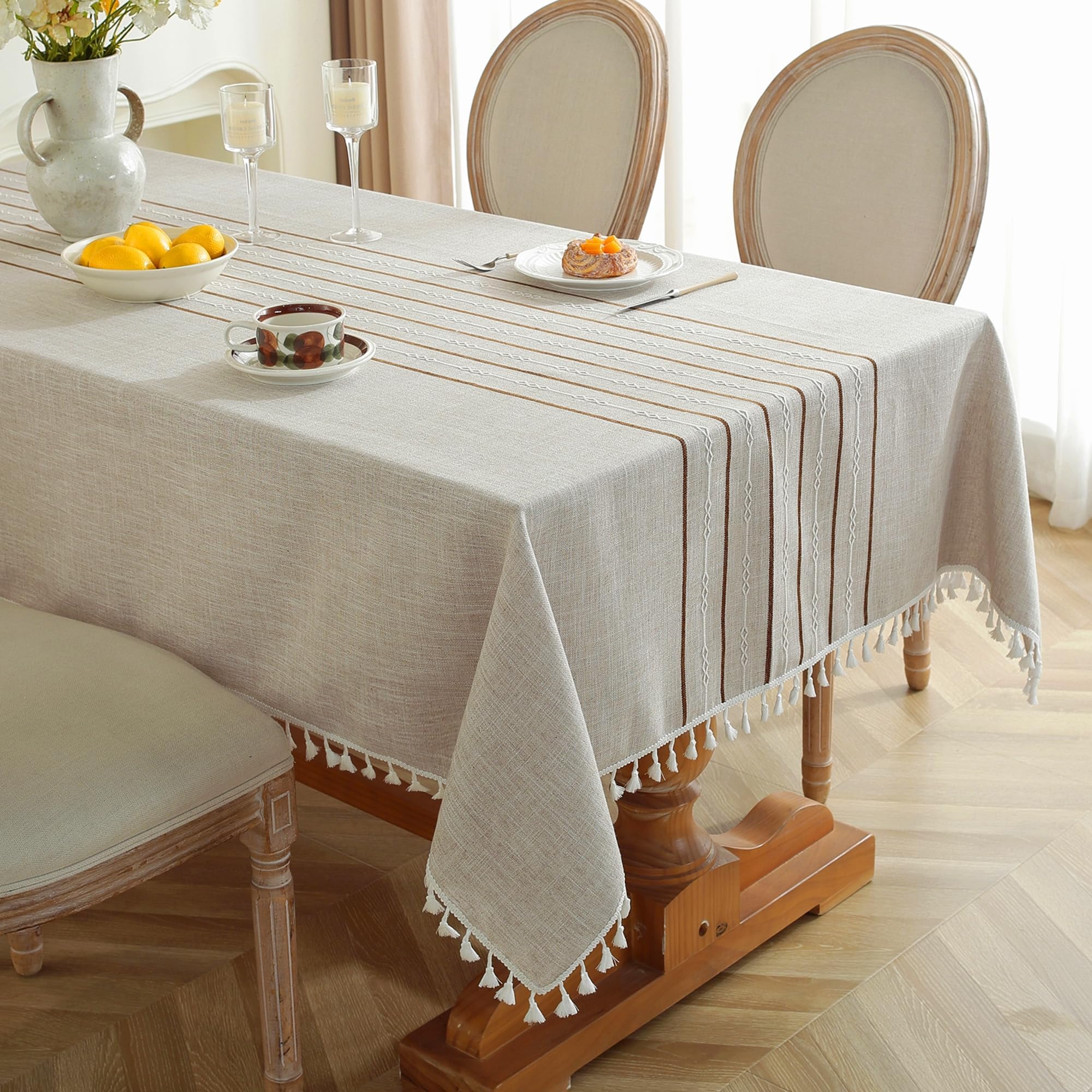 Amazon.com: JIALE Table Cloth for Rectangle Table, 70in Brown and 70in ...