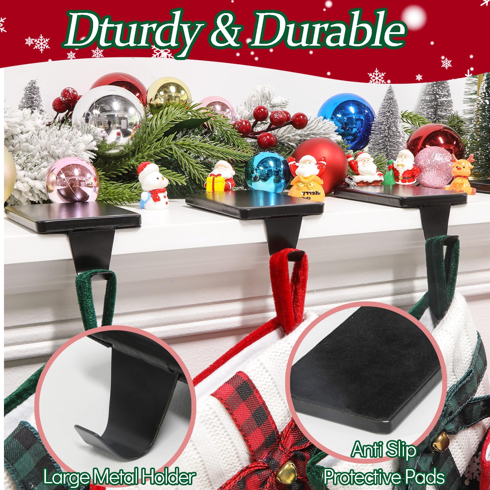 Snapklik.com : Christmas Stocking Holders For Mantle Set Of 4, Black ...