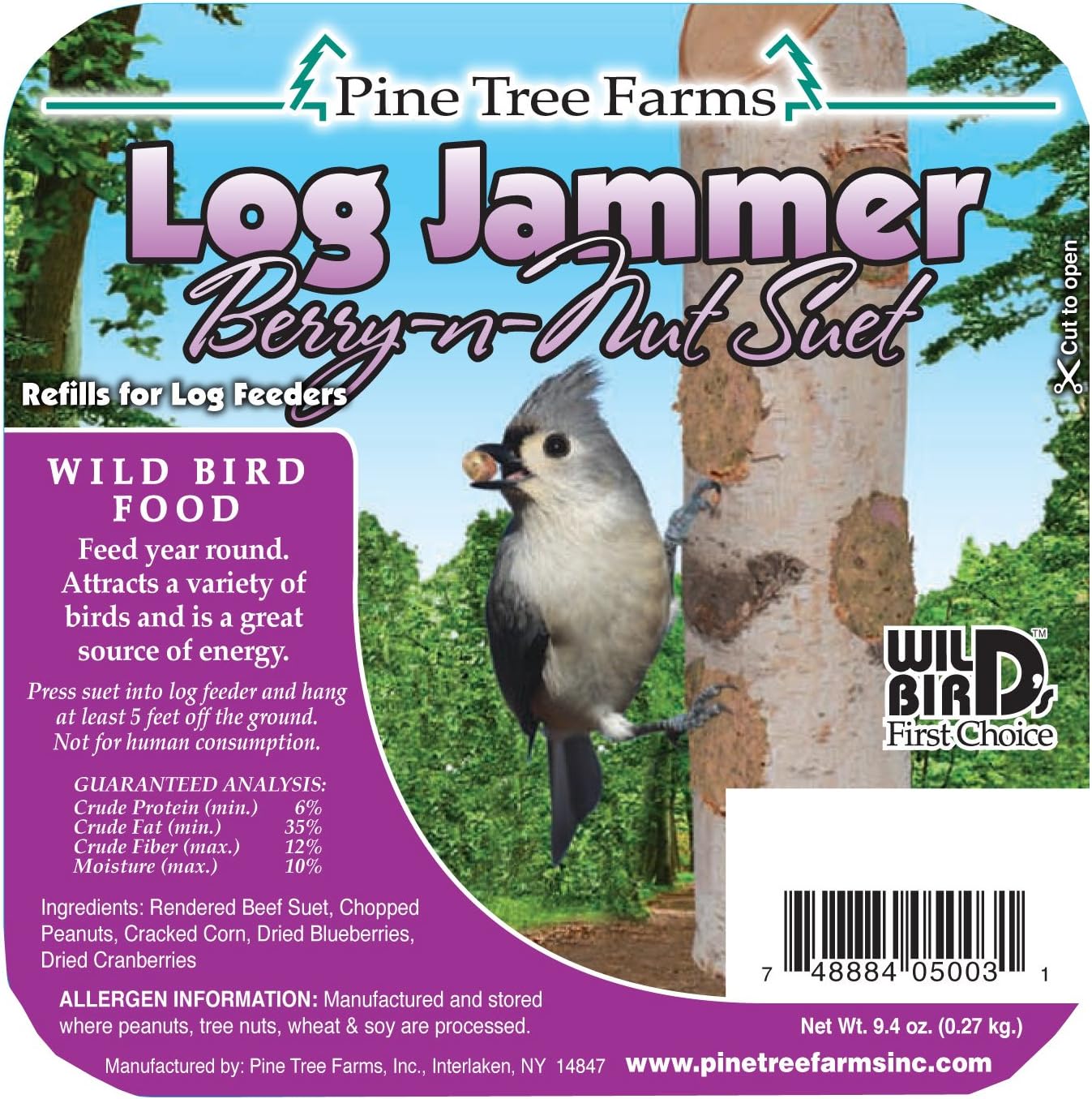 Amazon.com : Pine Tree Farms 12 Pack of Log Jammers Hi Energy Suet 3 ...