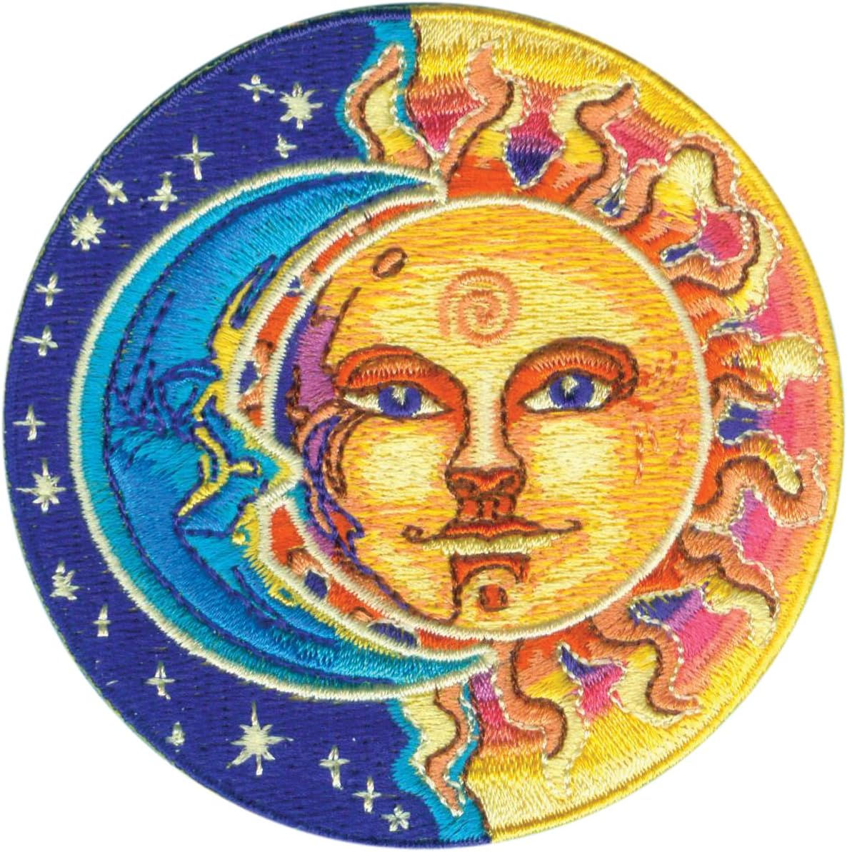 Amazon.com: Applique Moon and Sun Half Blue and Half Yellow Patch ...