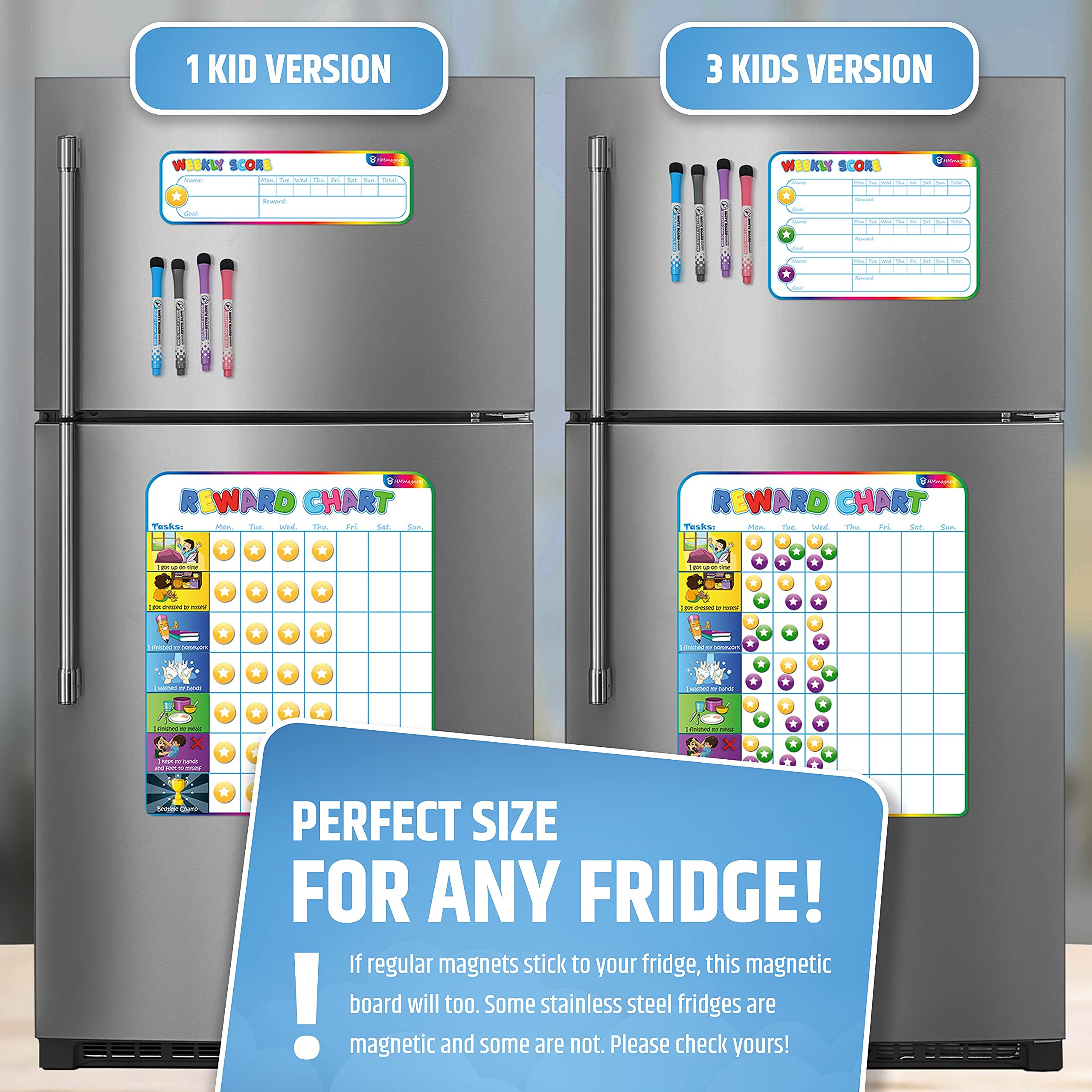 Large Magnetic Reward Chart for Kids - 127 Pre-Written Stickers ...