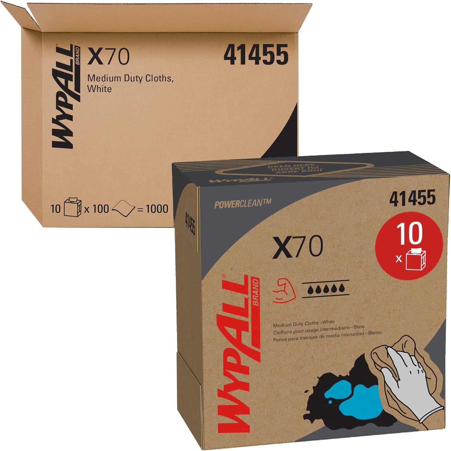 Amazon | WYPALL X70 Wipers, POP-UP Box, 9 1/10 x 16 4/5, White, 100/Box ...