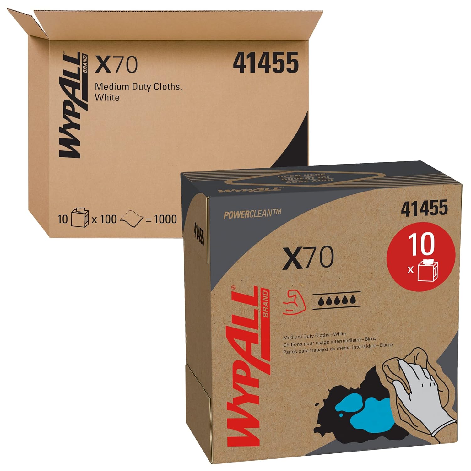Wypall X70 Reusable Wipes (41455), Extended Use Wipers with HydroKnit ...