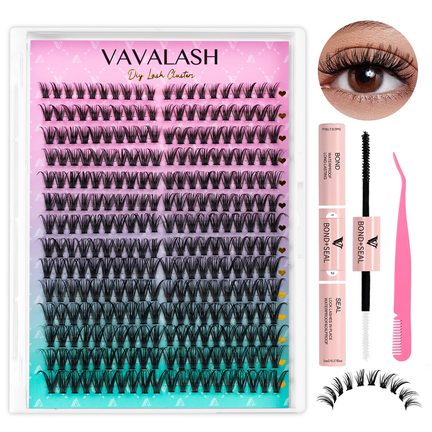 Amazon.com: VAVALASH DIY Lash Extension Kit Cat Eye Lash Clusters ...