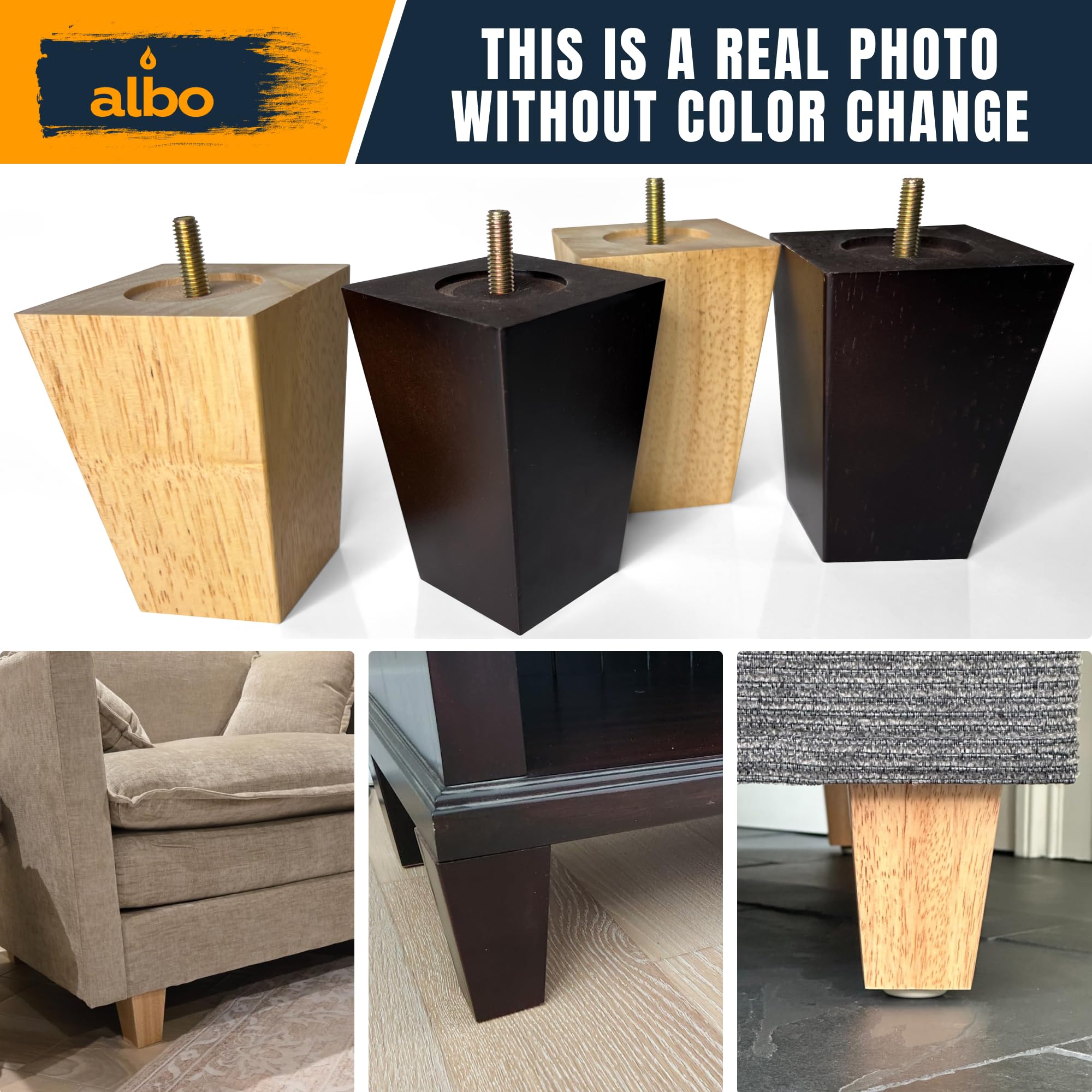 Snapklik.com : Wood Furniture Legs 5 Inch, Heavy Duty Sofa Legs, Pack ...