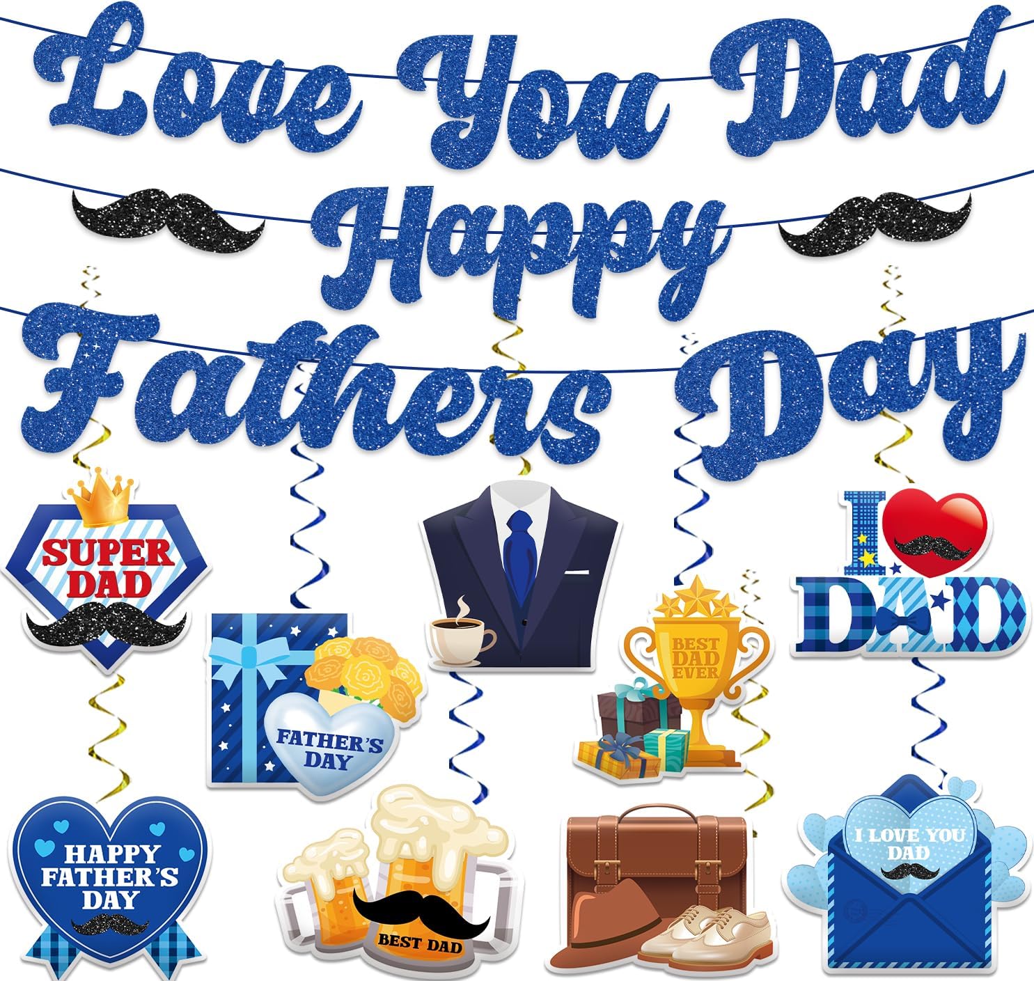Amazon.com: Need DIY Fathers Day Decorations Banner and Hanging Swirls ...