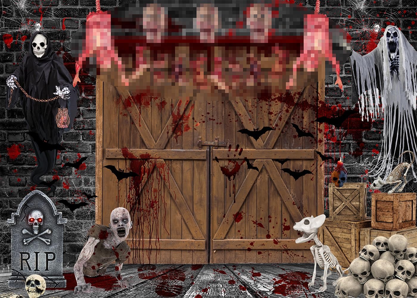 Amazon.com : DePhoto 7x5Ft Halloween Haunted House Backdrop Scary ...