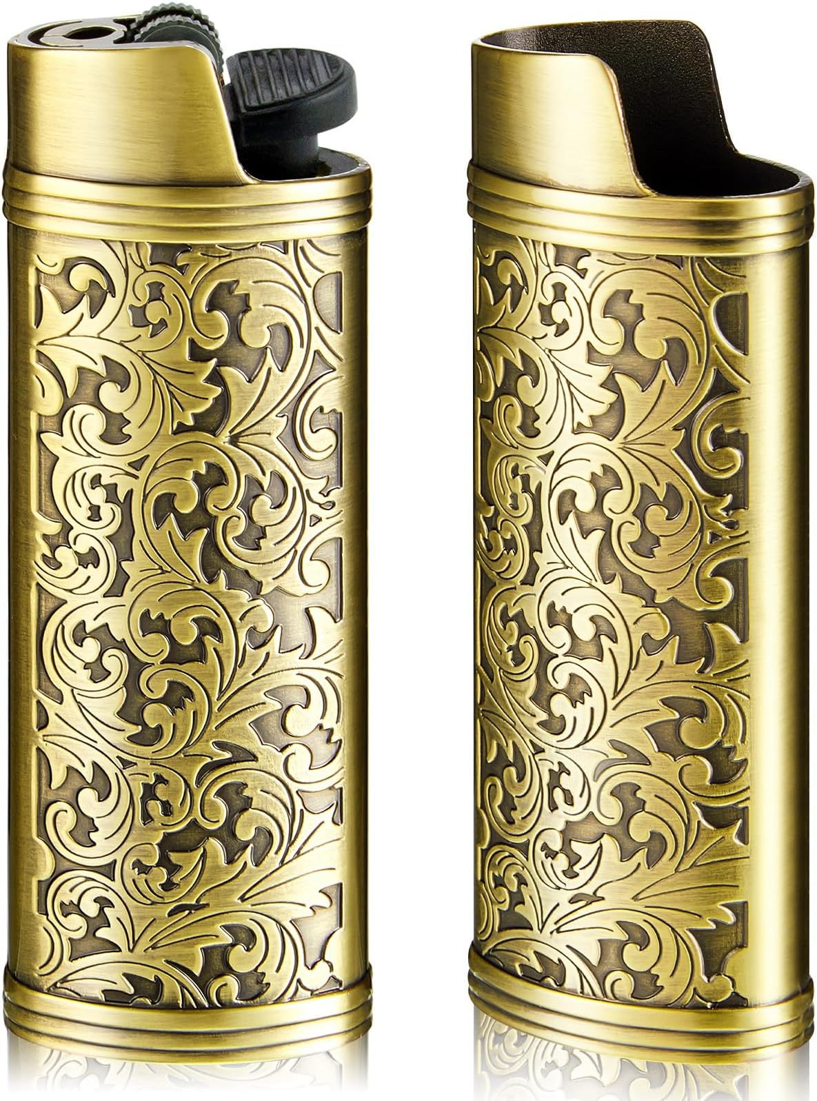 Amazon.com: HUMWE 2 Pack Vintage Metal Lighter Case Cover Front Floral ...