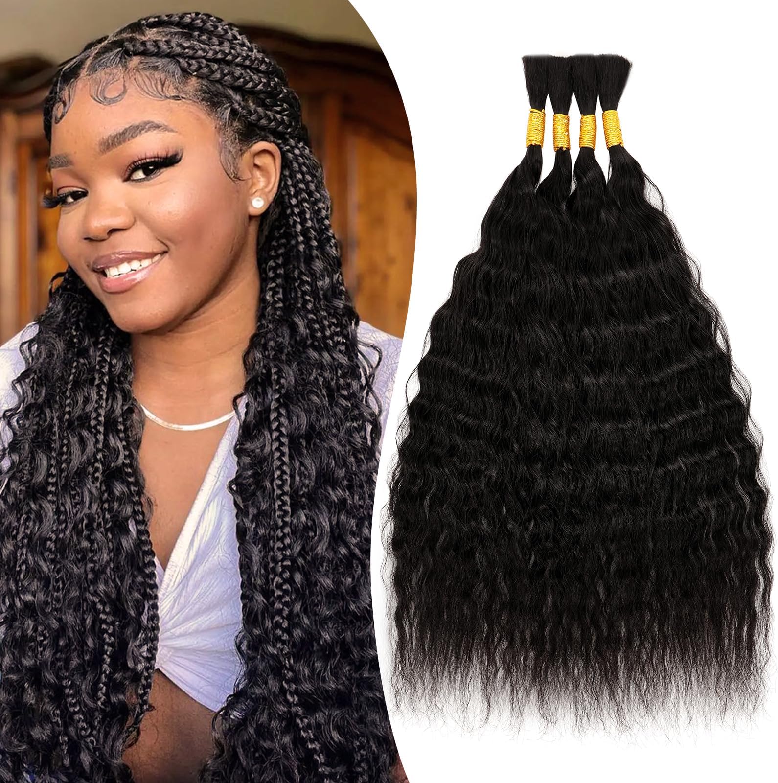 Amazon.com : Human Braiding Hair for Boho Braids 20Inch 2Bundles/100g ...
