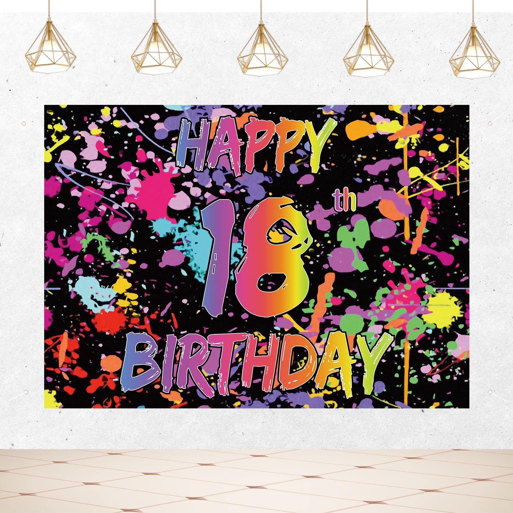 Amazon.com: Joyiou Happy 18th Birthday Backdrop Banner Decorations ...
