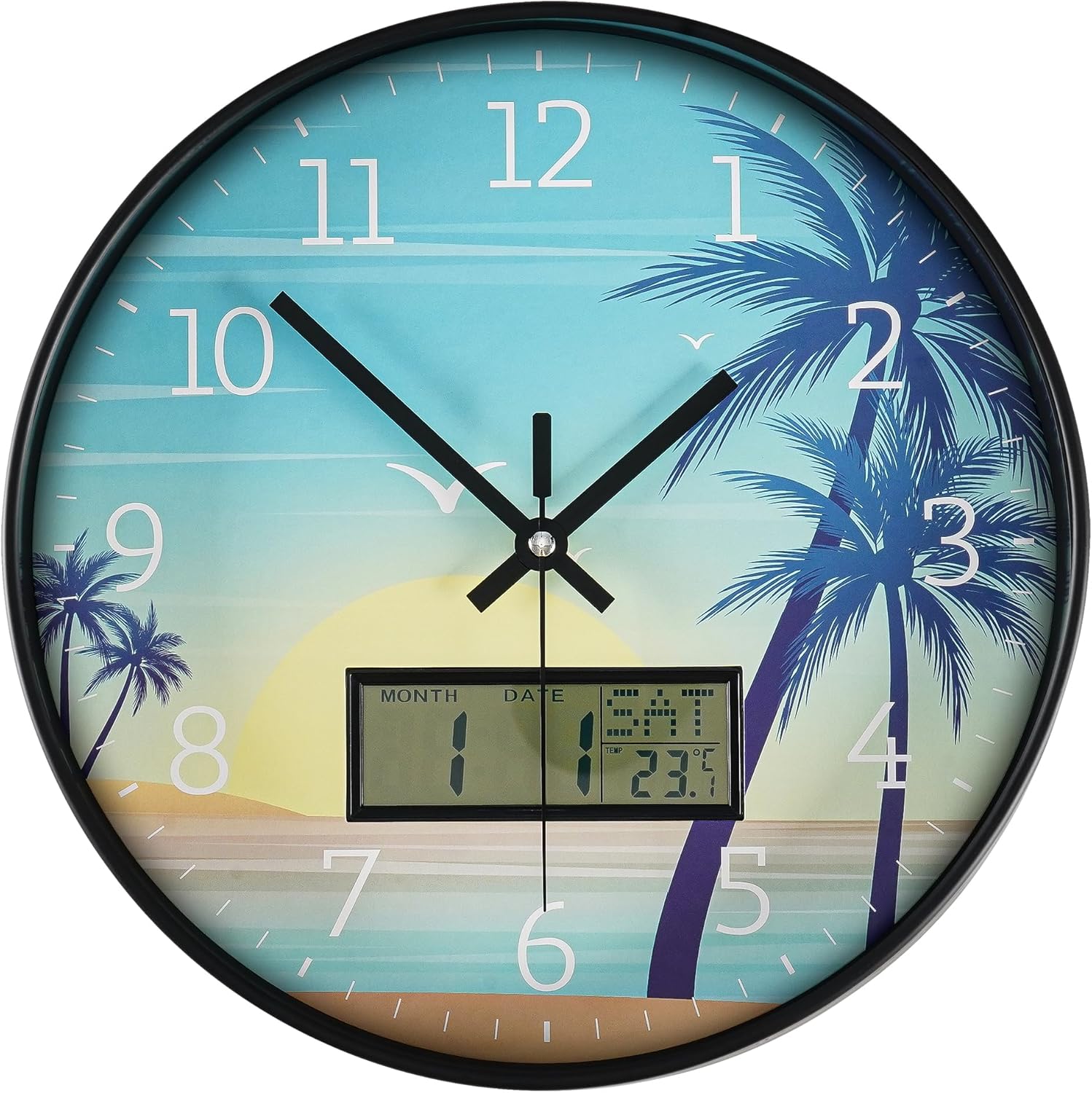 Amazon.com: Maxstar Modern Wall Clock 12inch with Digital Day Week ...