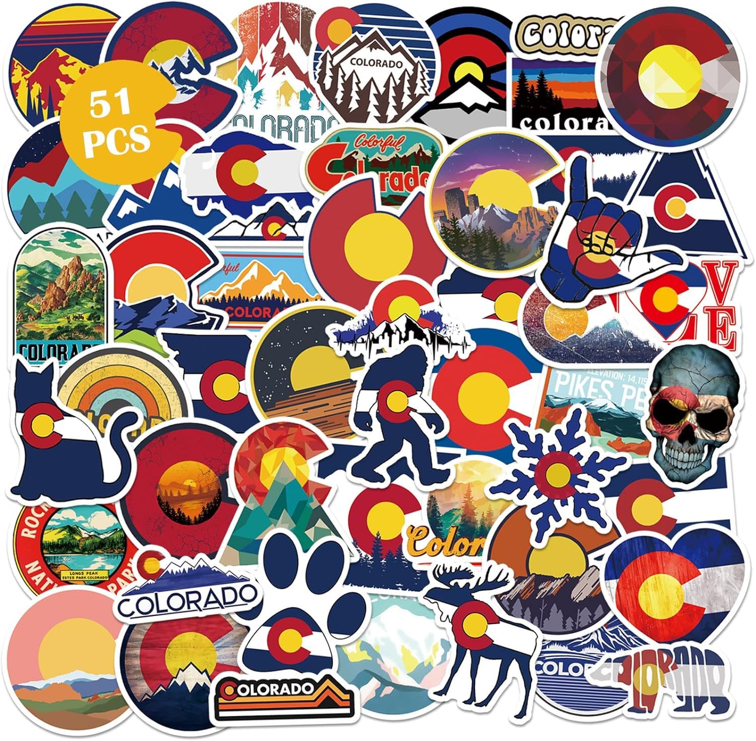 Amazon.com: Colorado Stickers 51Pcs Love Co State Flag Trendy ...