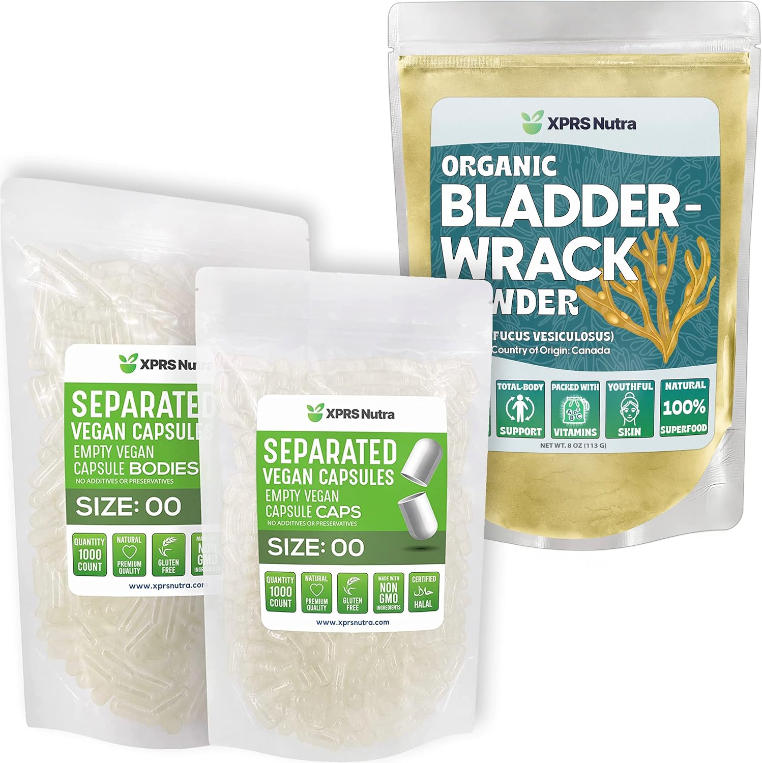 Amazon.com: Separated Size 00 Capsules (1000 Count) with Bladderwrack ...