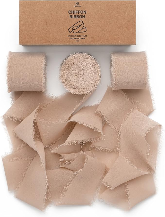 Amazon.com: Vitalizart Nude Ribbon Chiffon Silk Ribbon 1.5" x 7Yd ...