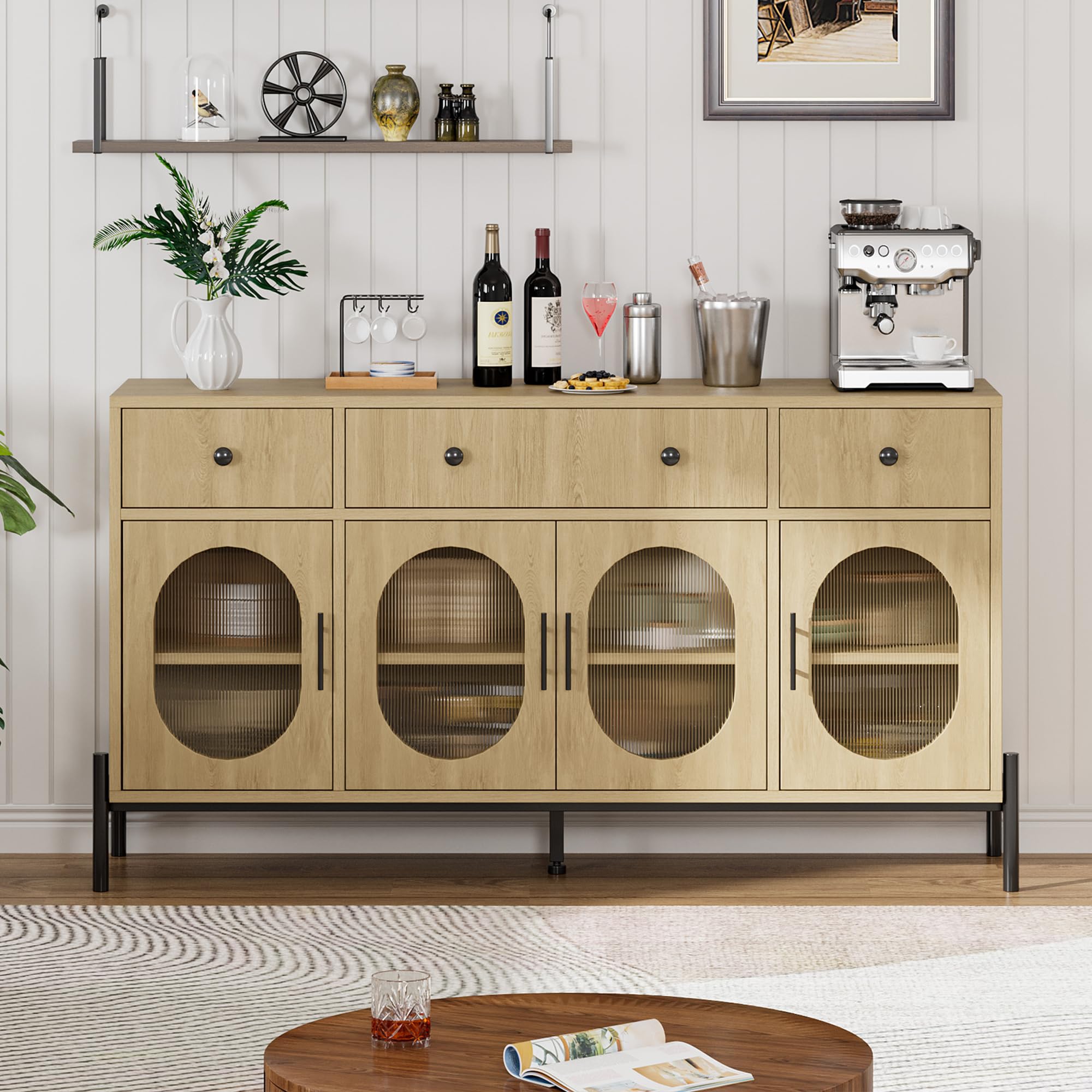 Amazon.com - GarveeHome 62" Large Sideboard Buffet Cabinet with Storage ...