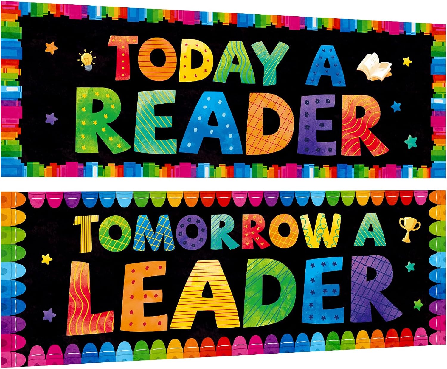 Amazon.com: COCHIE Classroom Decorations Reading Banner Poster, 2Pcs ...