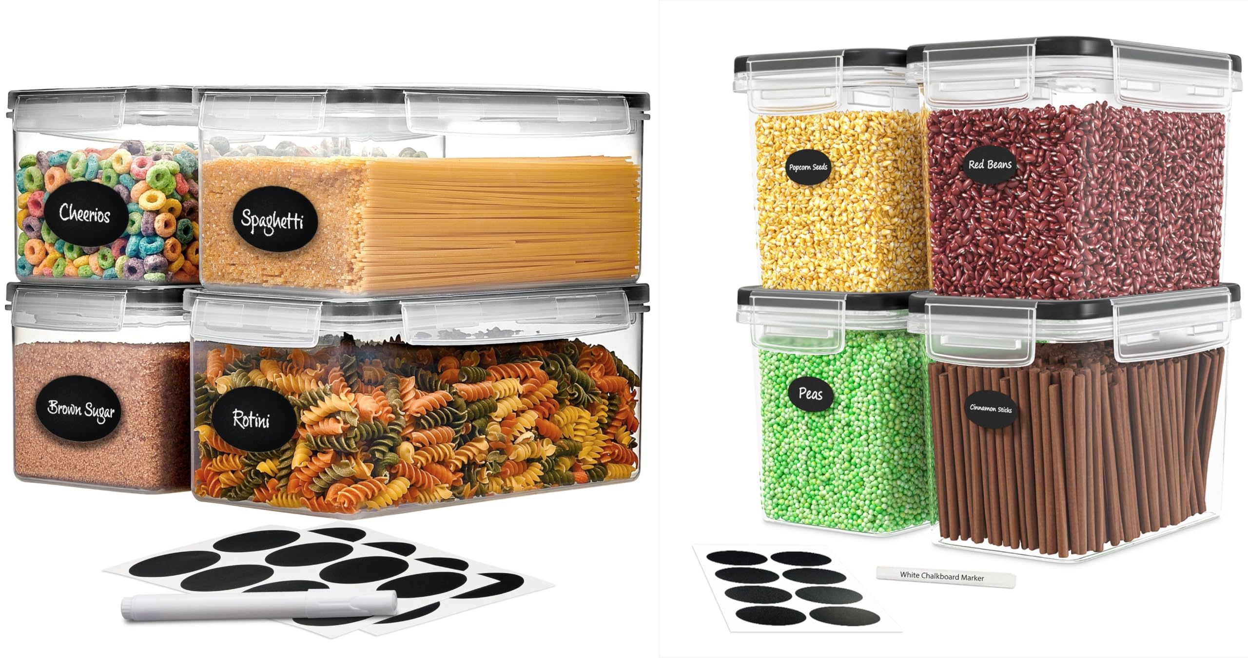Amazon.com: Set of 4 Pasta storage Containers and 4 Airtight Food ...