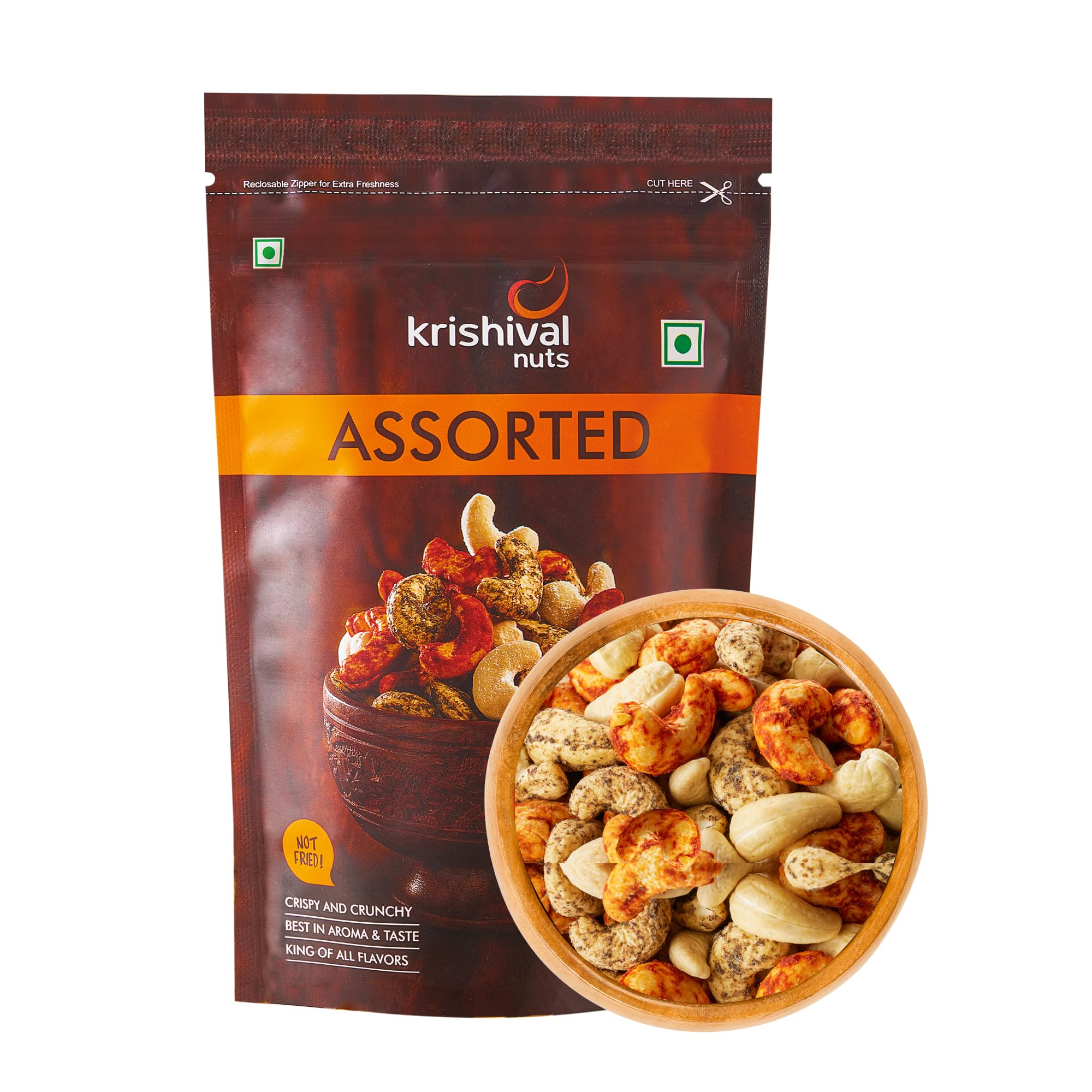 Krishival Nuts Premium Assorted Cashews | Pepper, Chilli & Salt Flavor ...