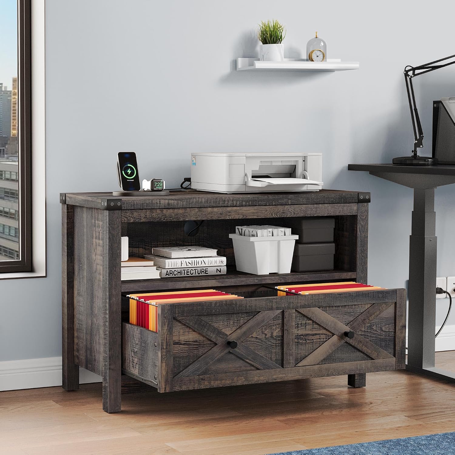 Amazon.com: YITAHOME File Cabinet with Charging Station, Printer Table ...