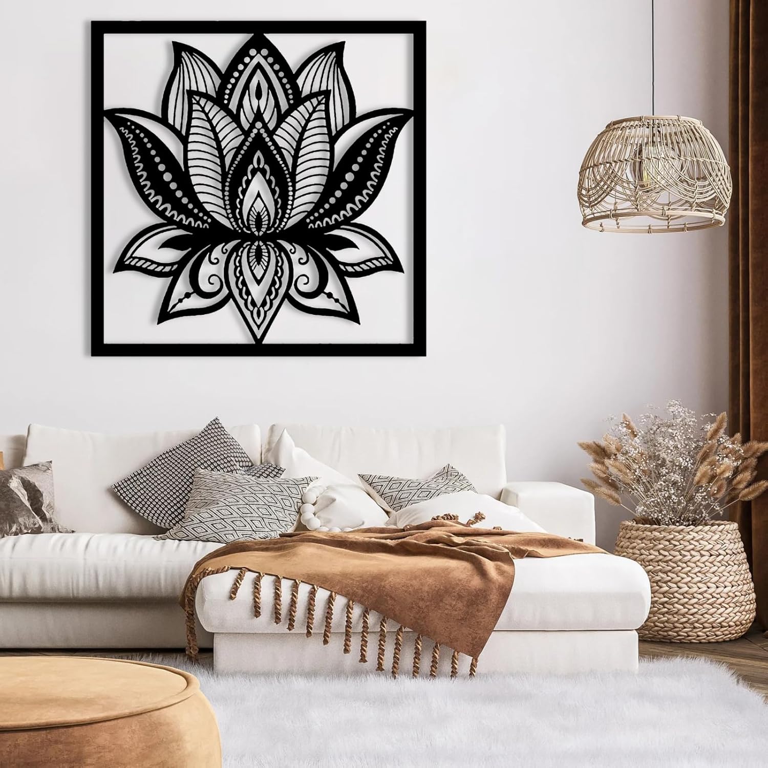 Amazon.com: Fayholy Metal Mandala Lout Flower Wall Art, Metal Lout ...