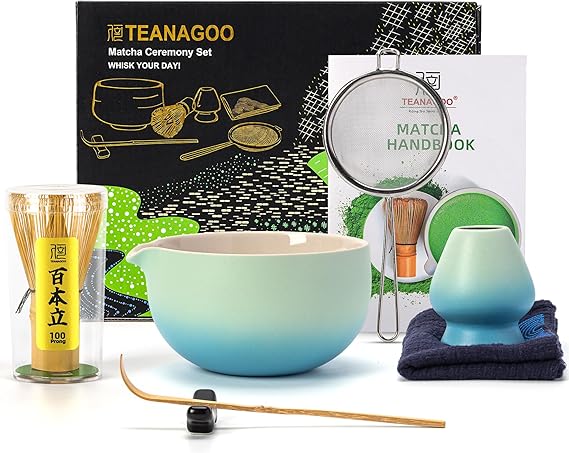 Amazon.com: TEANAGOO Matcha Whisk Set Blue,Ceremony Matcha Set,Matcha ...