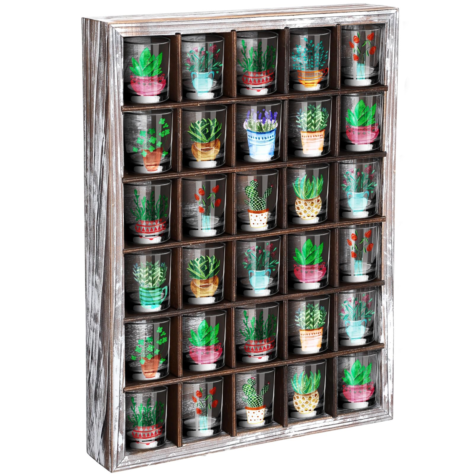 Amazon.com: DoubleFill Shot Glass Display Case 17'' x 12'' Retro Wooden ...