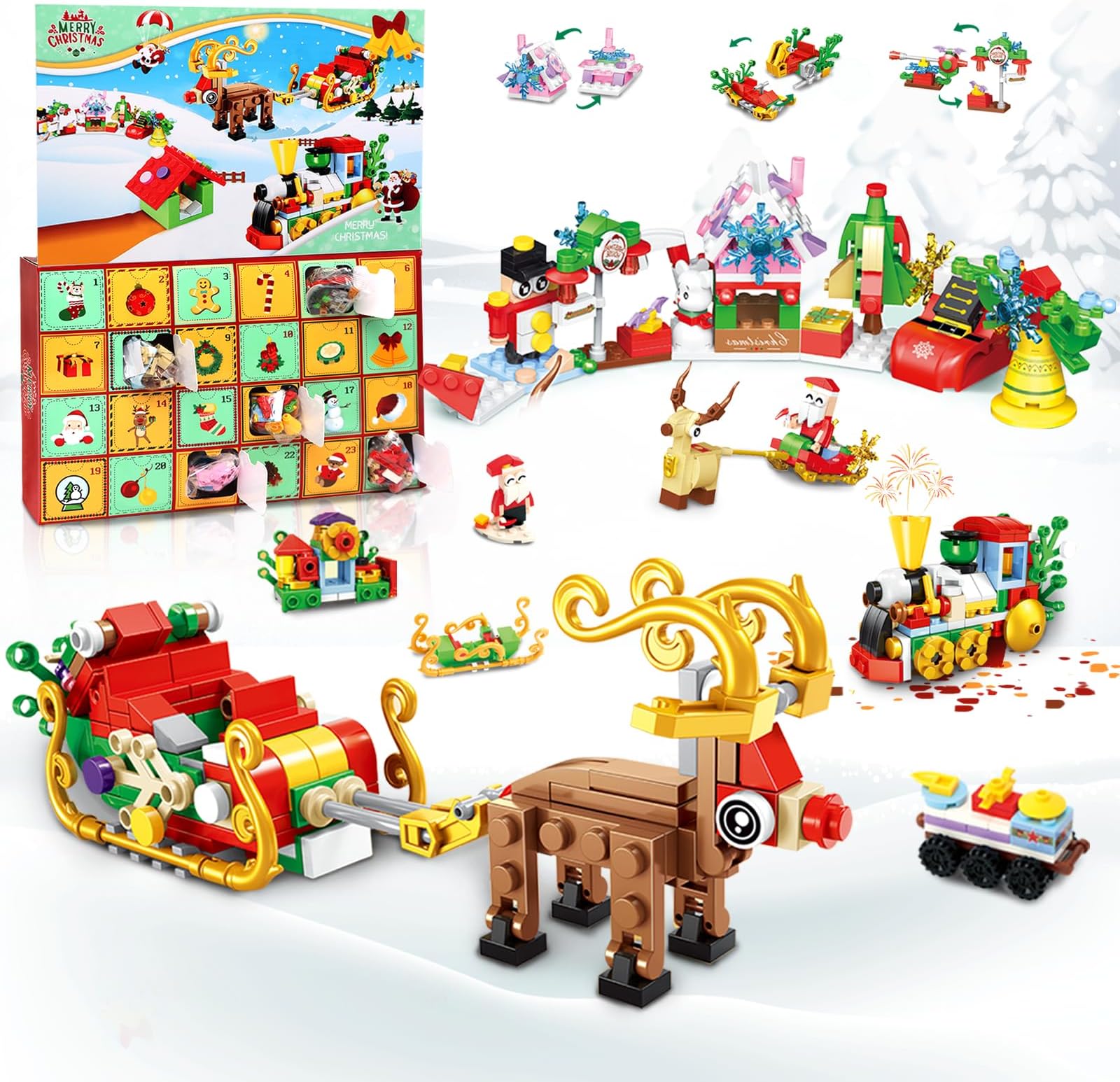 Amazon.com: Advent Calendar 2024 Christmas Building Blocks Set,12-in-1 ...