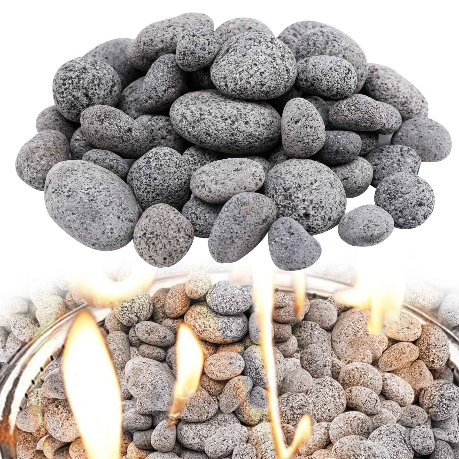 Amazon.com: Grisun 2-3 Inch Tumbled Lava Rocks for Fire Pit, Round Lava ...