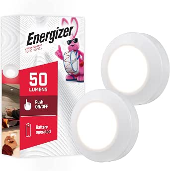 Energizer LED Puck Lights, 2 Pack, Battery Operated, Push Light ...