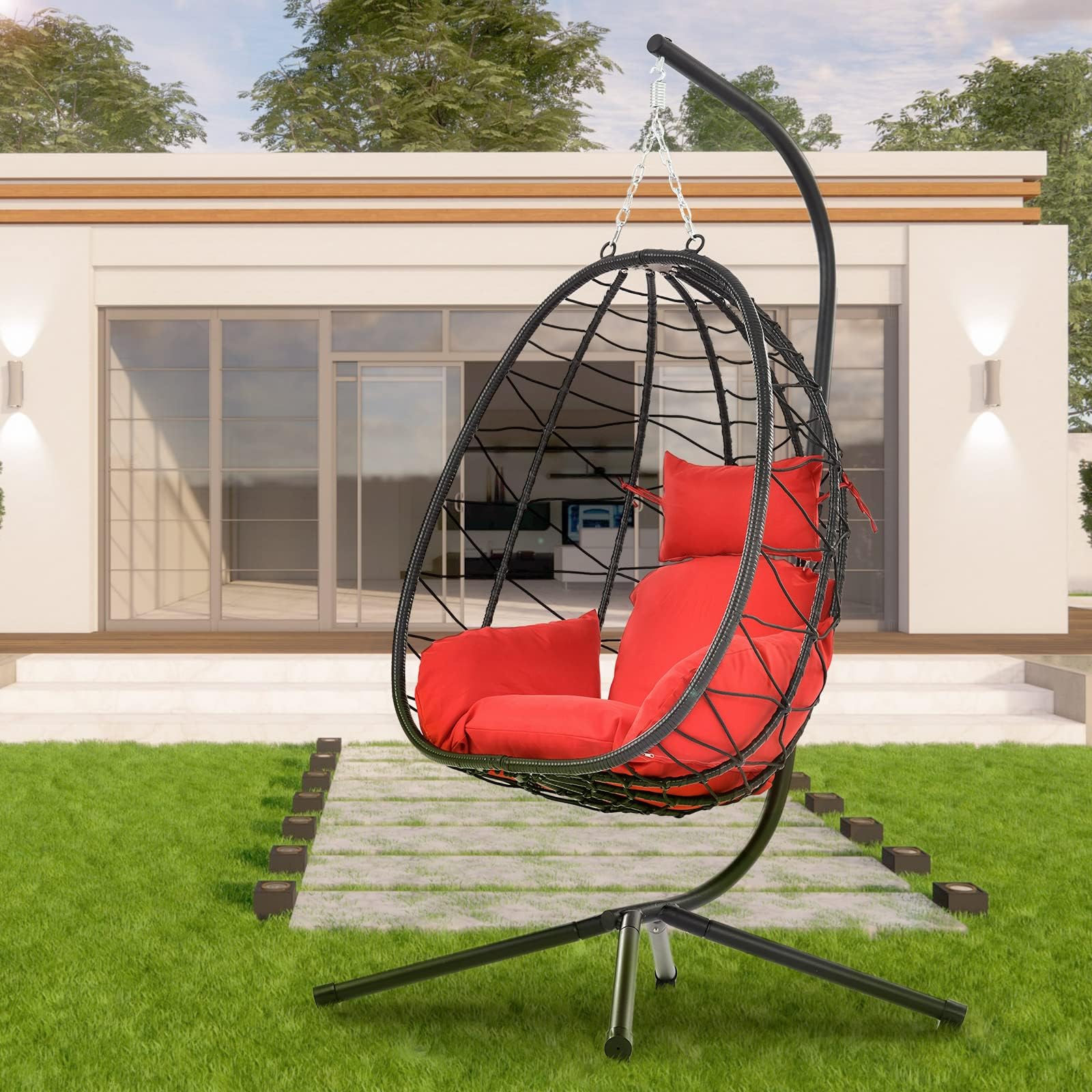 Amazon.com: Seizeen Hanging Egg Chair with Stand, Indoor Outdoor PE ...