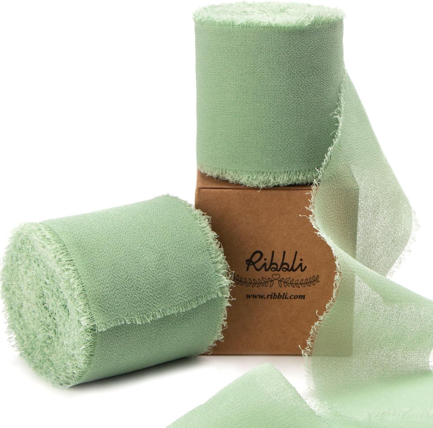 Amazon.com: Ribbli Sage Green Chiffon Ribbon 2 Inch x 20 Yard Handmade ...
