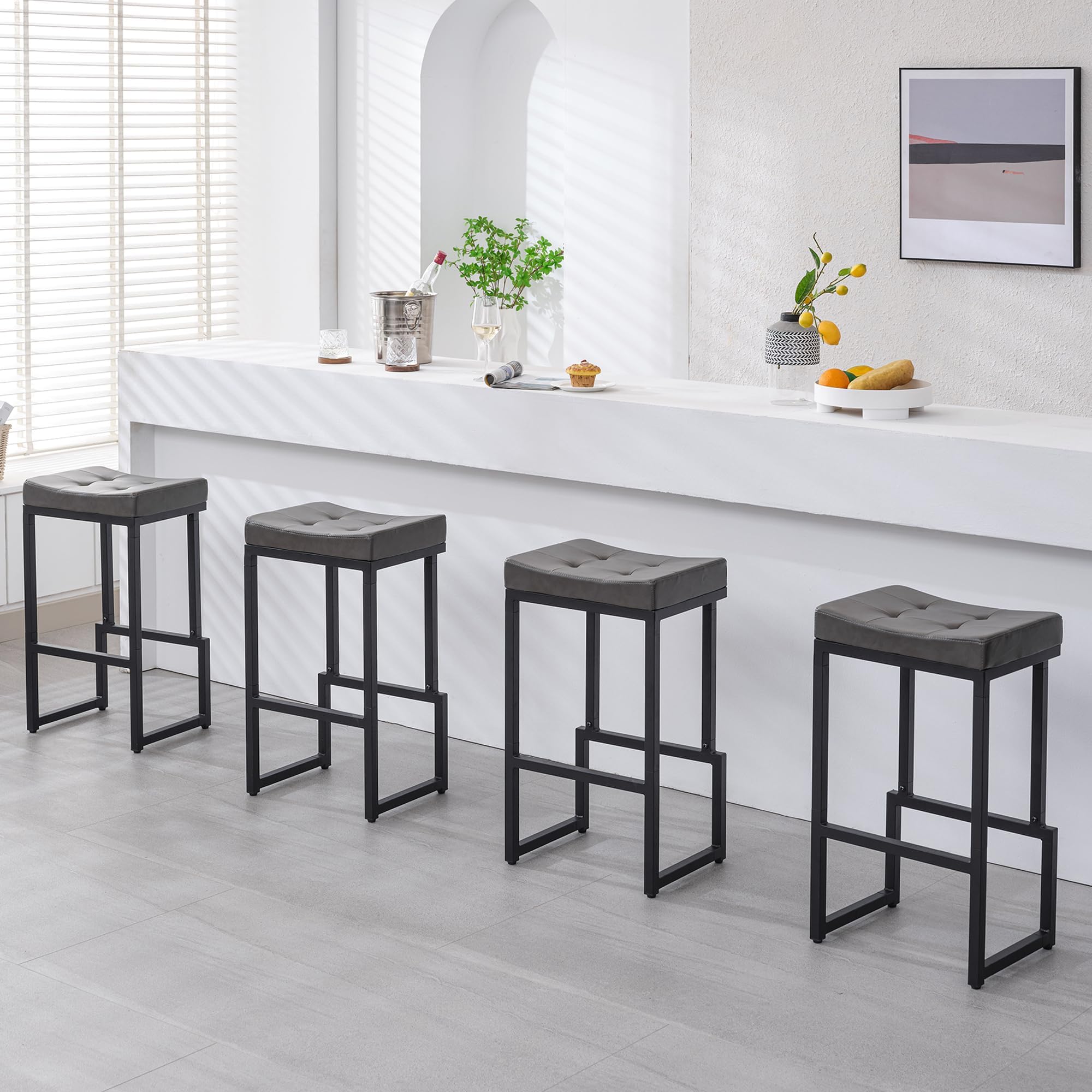 Amazon.com: FIRAVOE Bar Stools Set of 4, 28" Counter Height Bar Stools ...