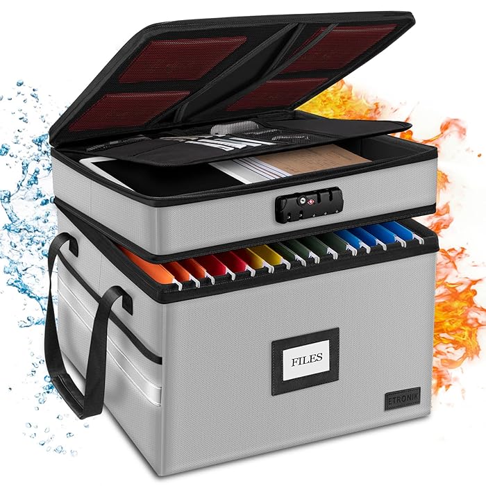 Buy Fireproof Document Box with Lock, 2-Layer File Box Storage ...