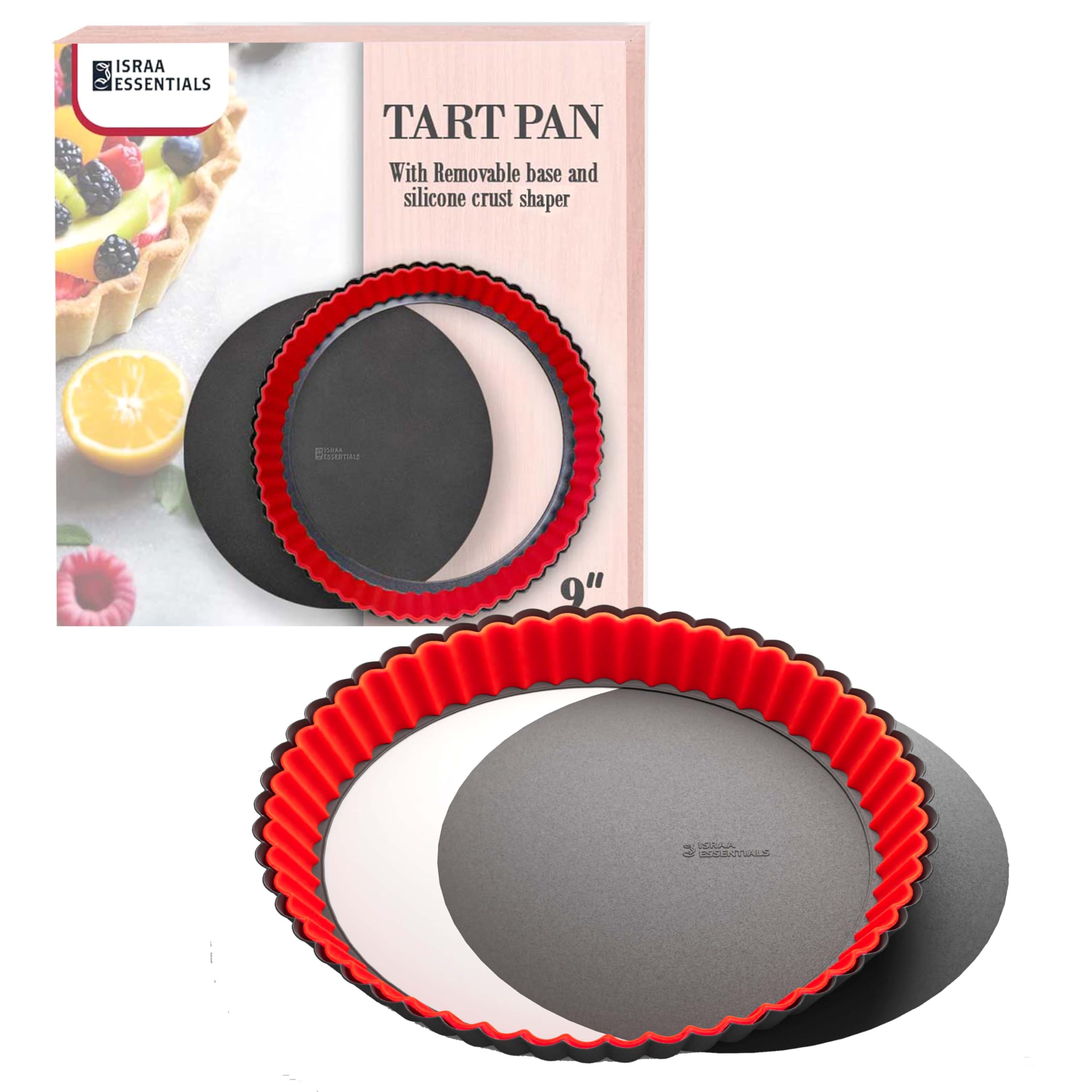 Amazon.com: ISRAA ESSENTIALS Fluted Tart Pan 9 inch Removable Bottom ...
