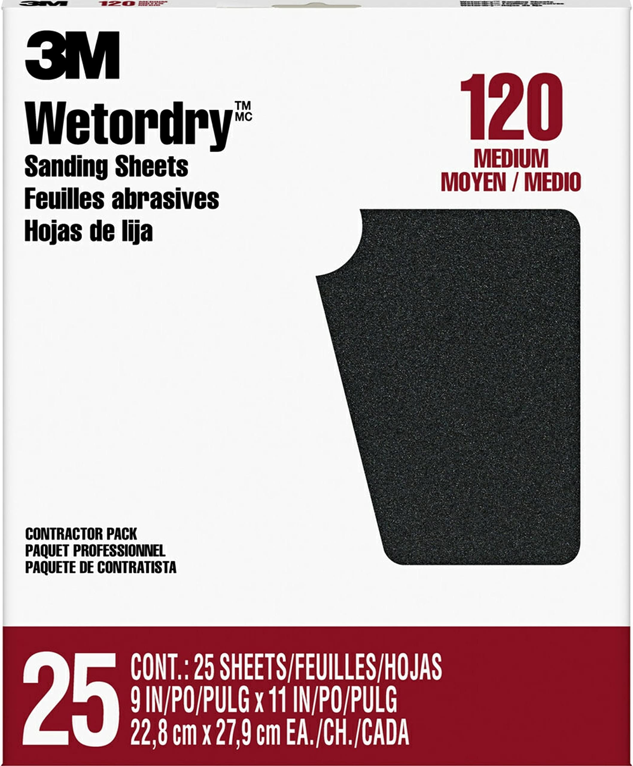 3M Wetordry Sandpaper, 5 Sheets, 9 in x 11 in, 220 Grit, Very Fine, Use ...