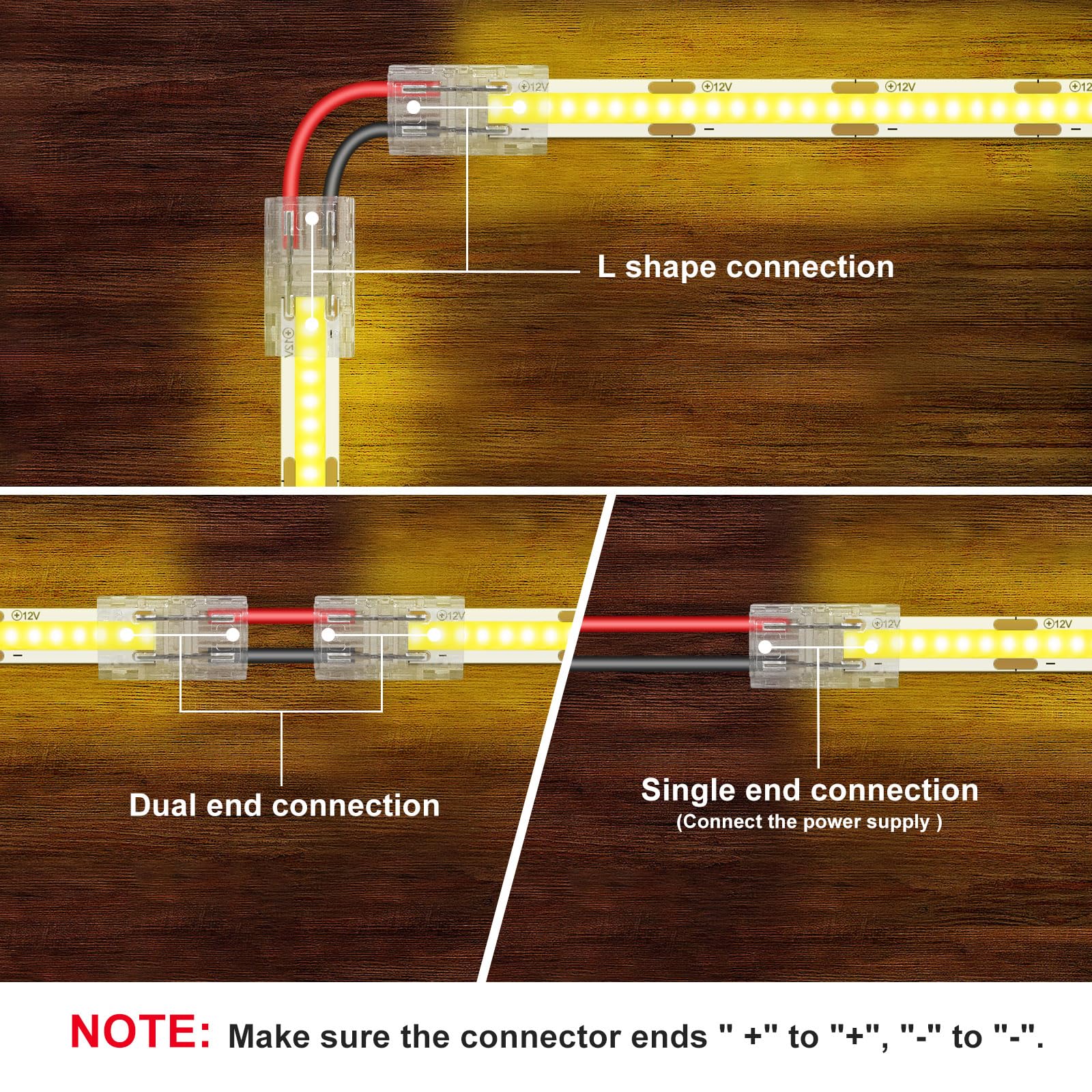 VIPMOON 20-Pack 2Pin 8mm LED Strip Connectors for 8mm Waterproof or ...