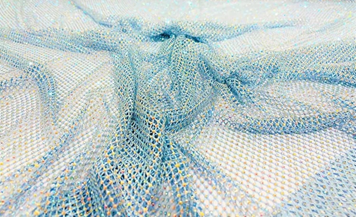 Amazon.com: Prime Fabric, Four Way Stretch Sheer Blue Mesh Fabric with ...