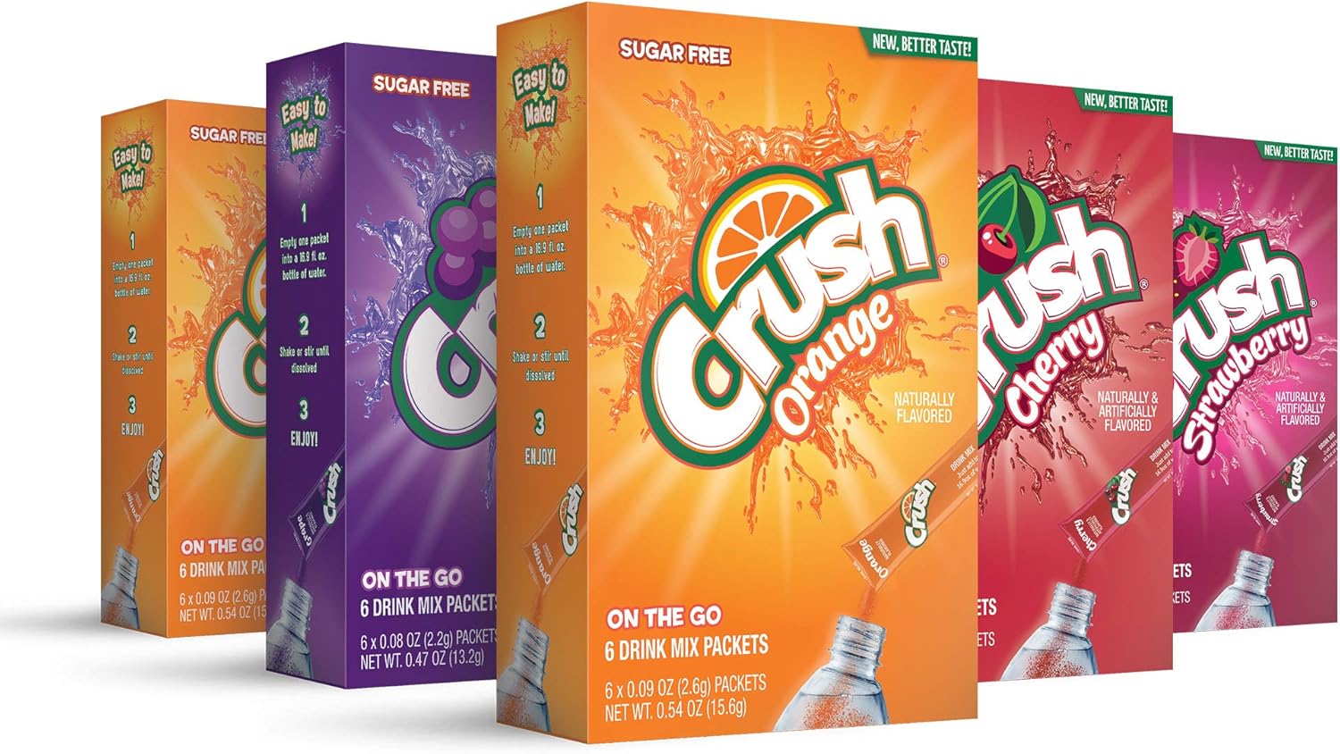 Crush, Classic Variety Pack– Powder Drink Mix - (5 Boxes, 30 Sticks ...